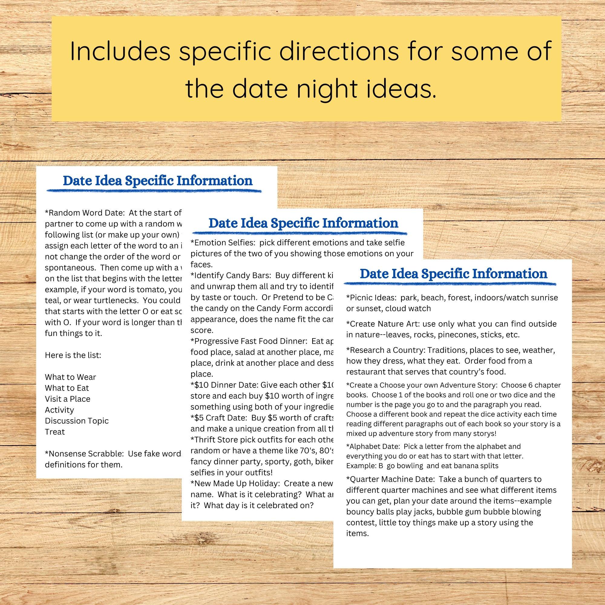 Date Night Idea Planner | Date Night Kit | Couple Games | Date Night ...