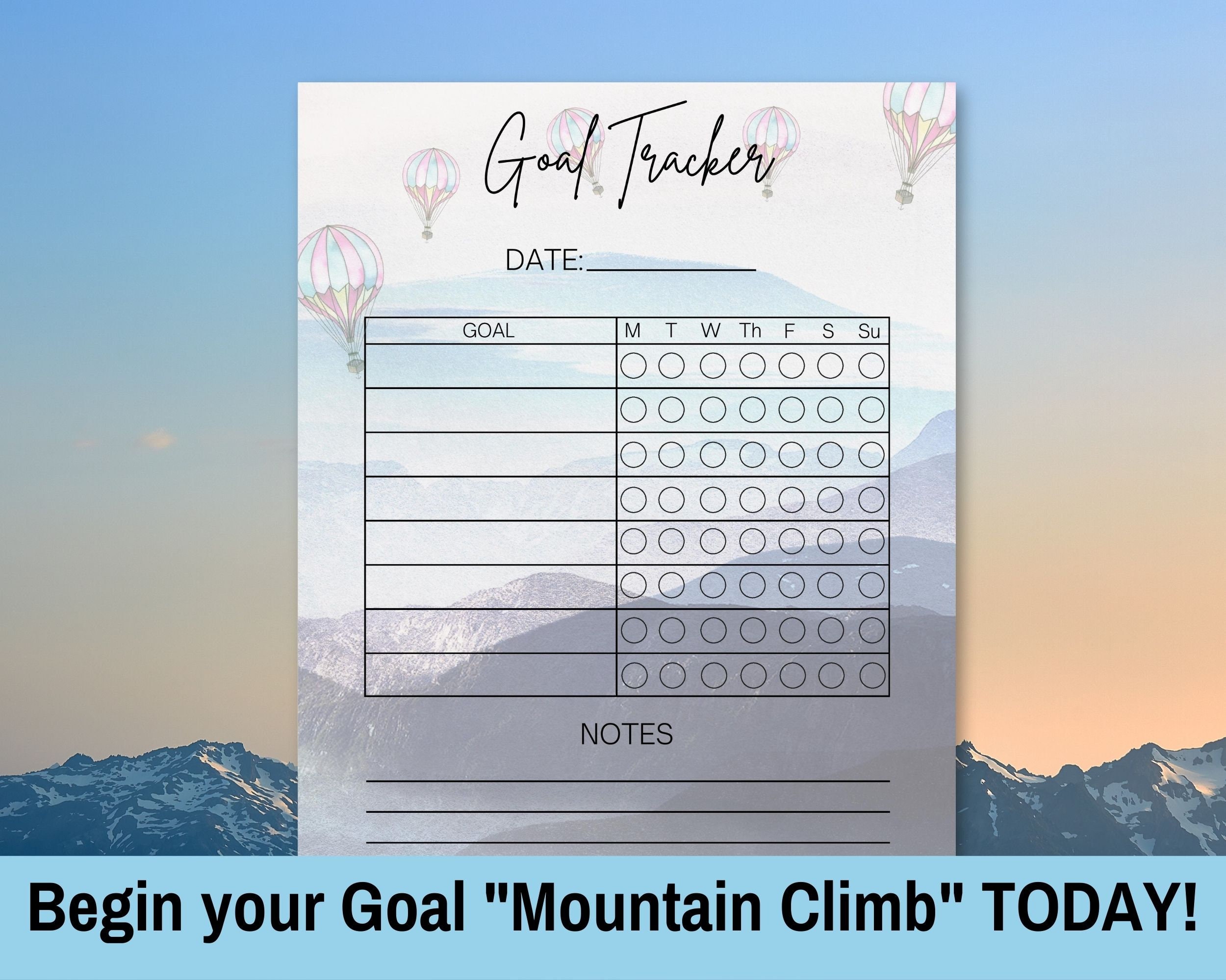 Mountain Goal/habit Tracker Bundle /printable Weekly, Monthly and ...