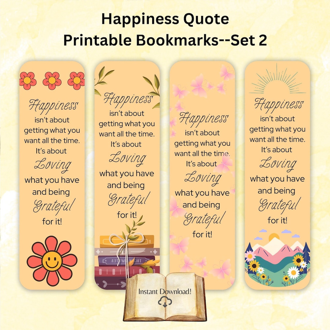 Happiness Quote Bookmark | Motivational Quote | Happy Print | Choose ...