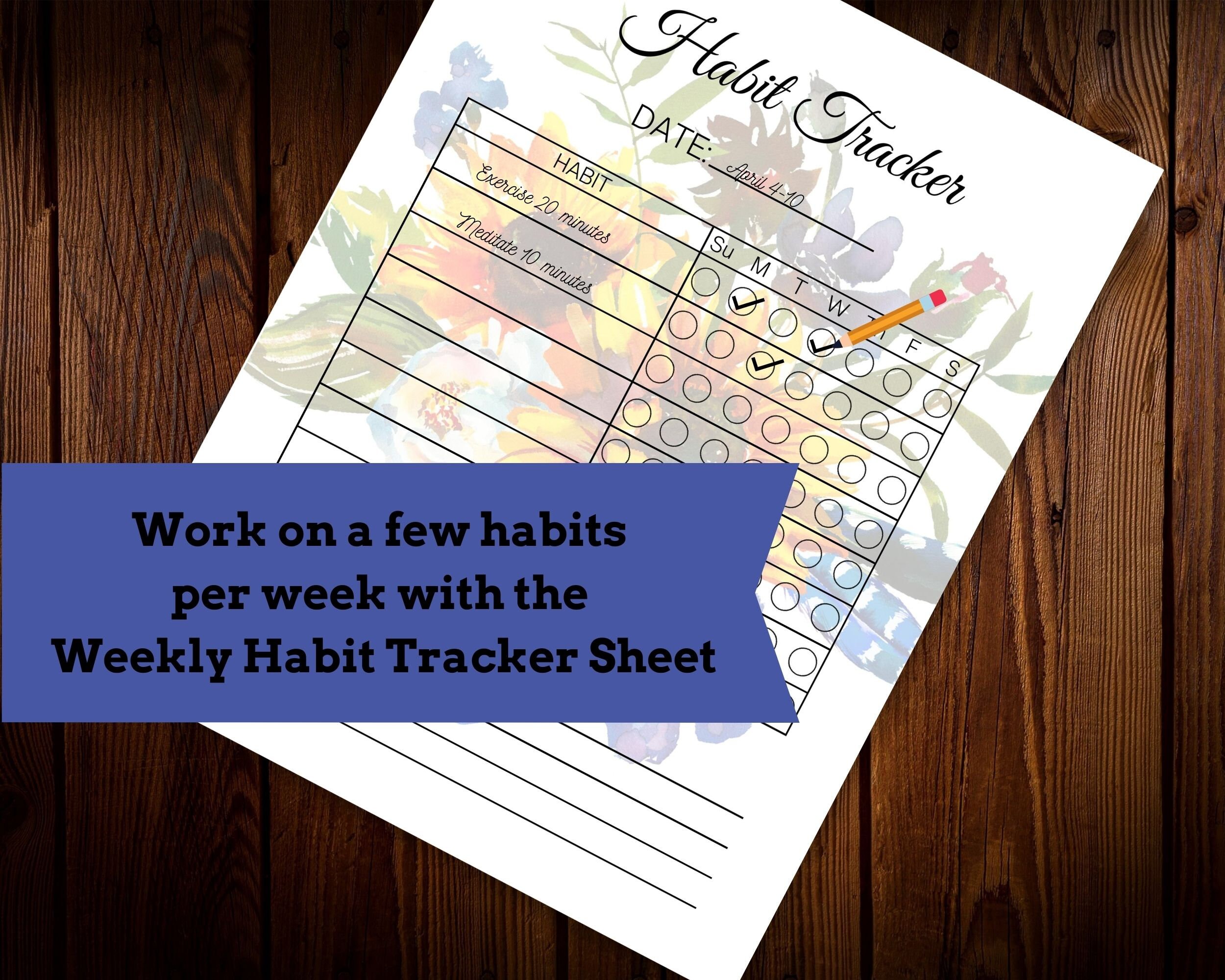 Sunflower Habit/goal Tracker Bundle - Etsy