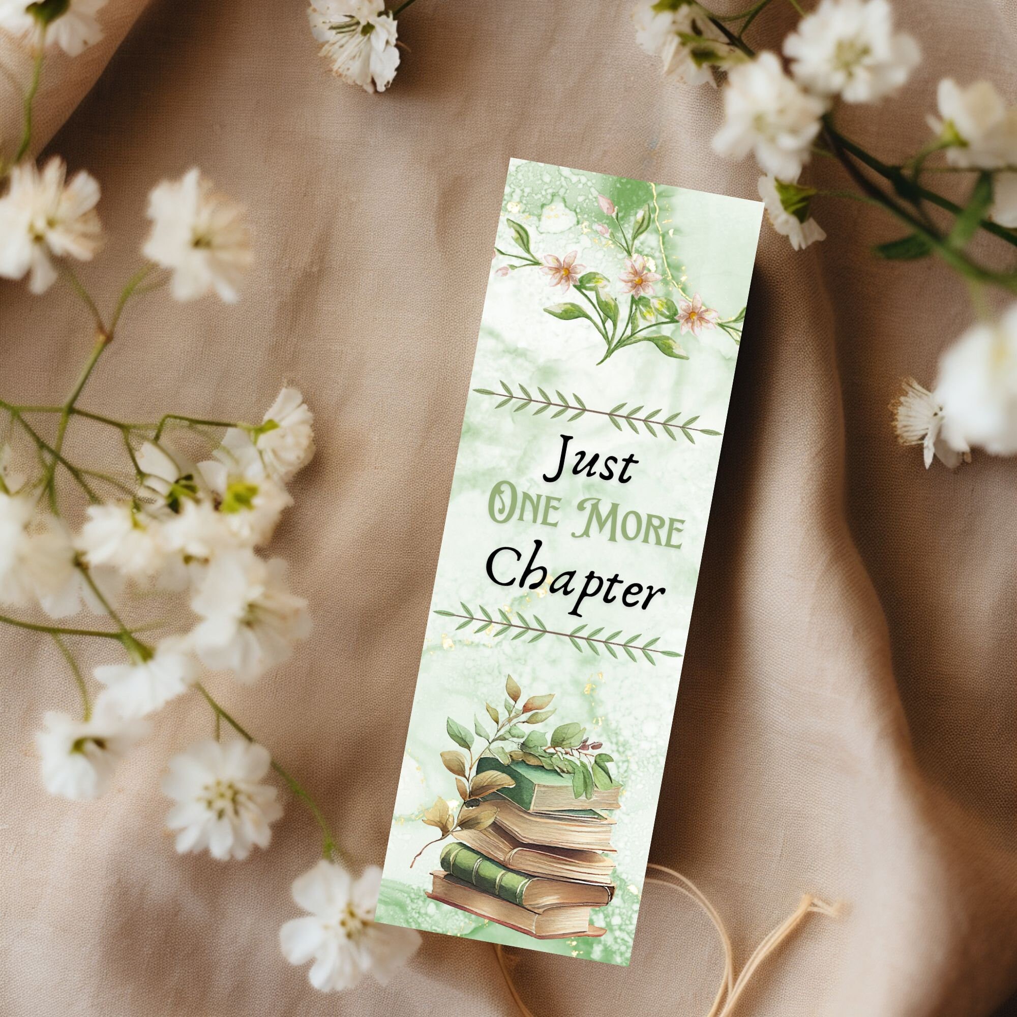 Stacked Books Printable Bookmarks for Book Lovers, Just One More ...