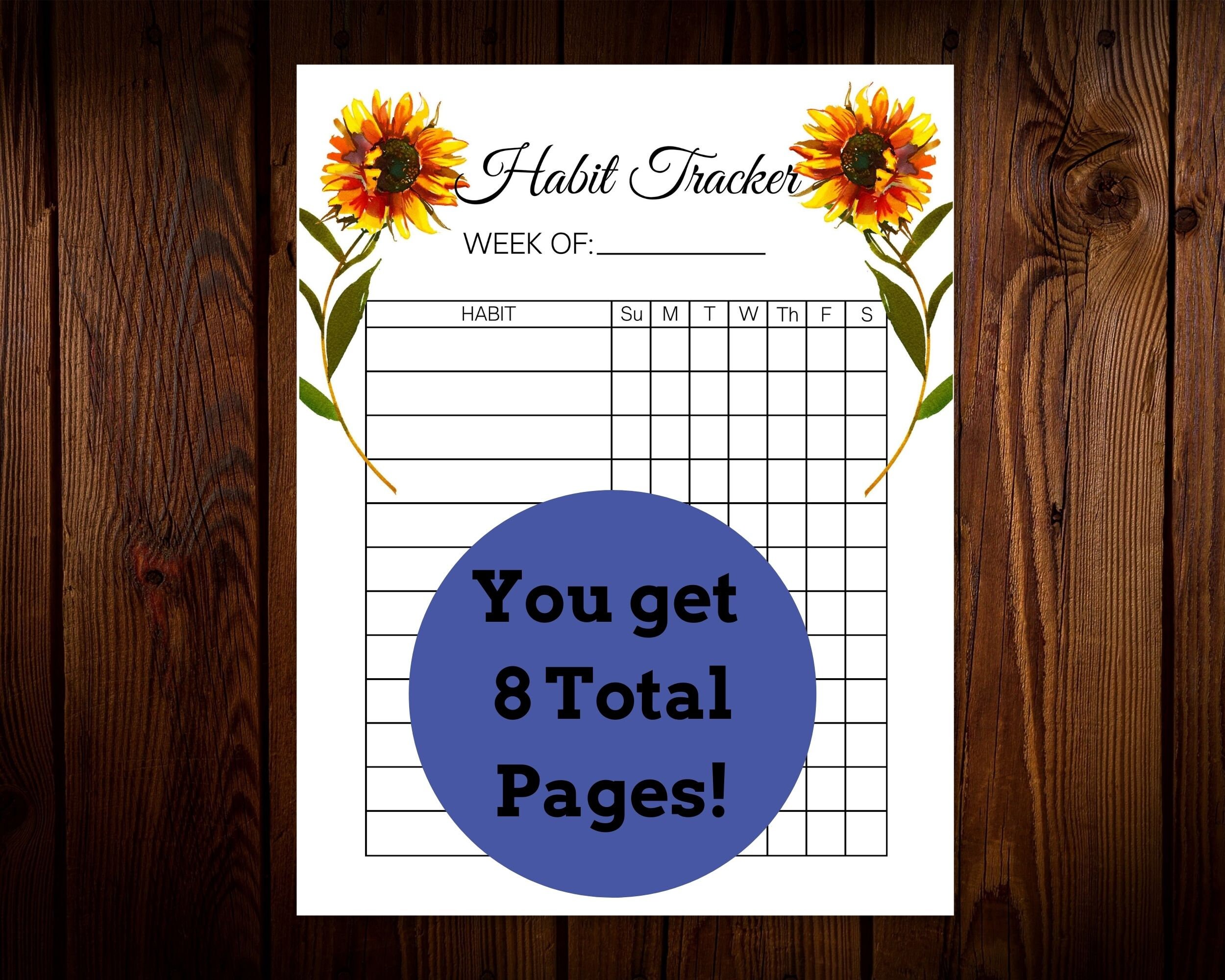 Sunflower Habit/goal Tracker Bundle - Etsy