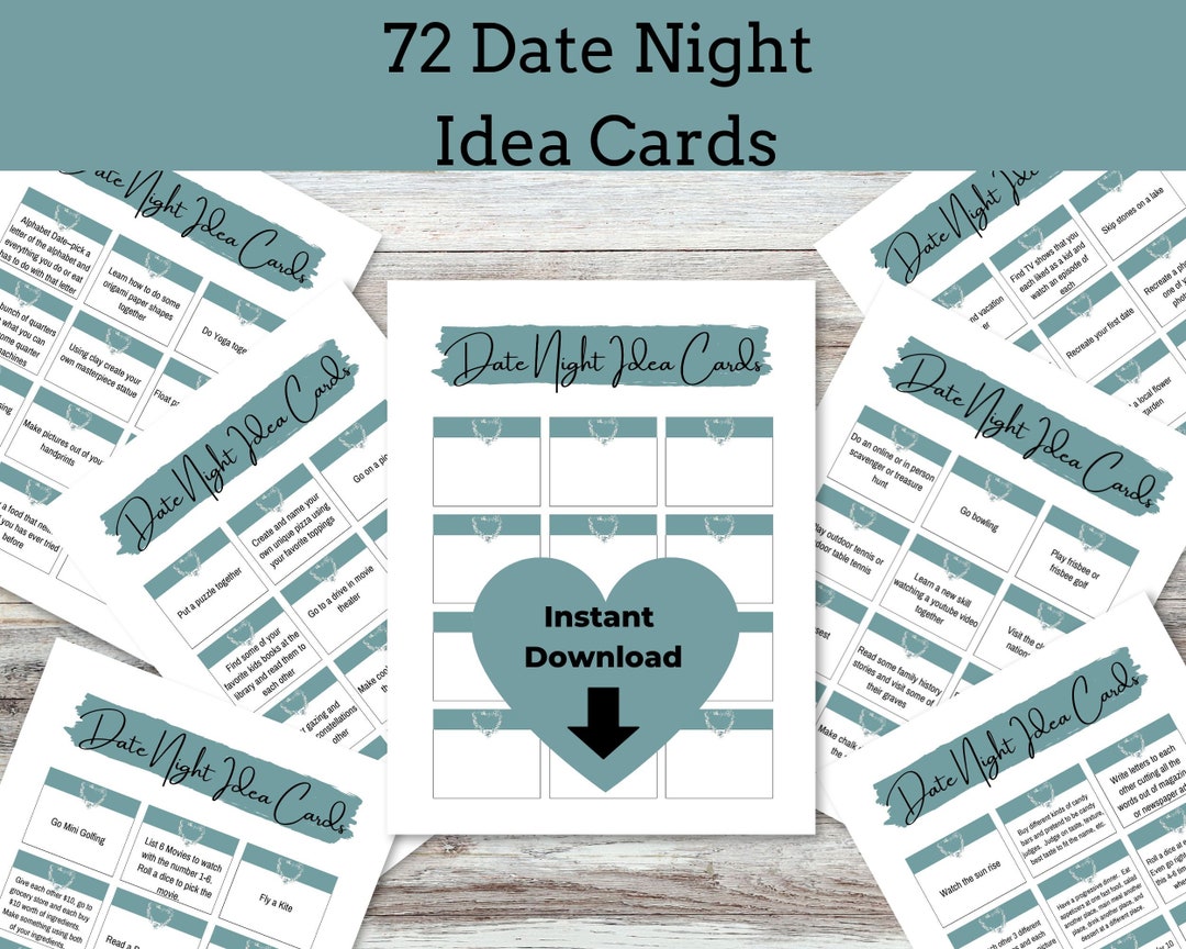 72 Couples Date Night Idea Cards A Year of Date Night Idea Cards Weekly ...