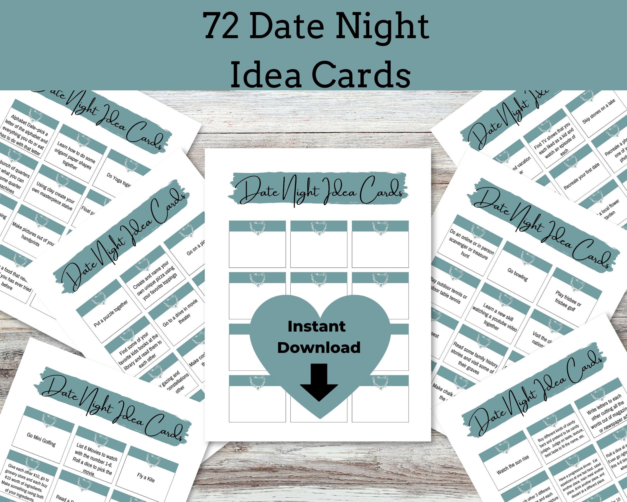 72 Couples Date Night Idea Cards A Year of Date Night Idea Cards Weekly ...