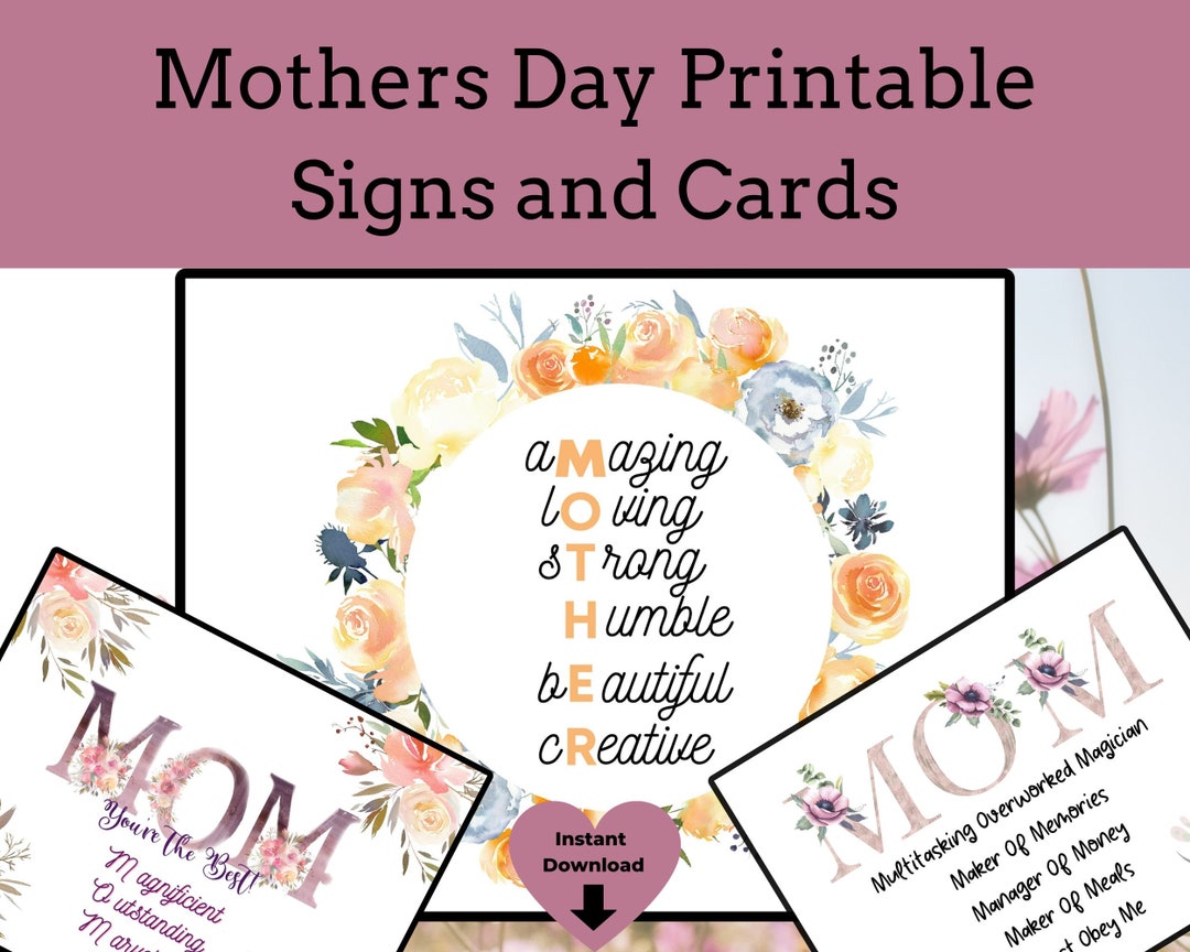 Printable Mothers Day Signs & Cards | Mothers Day Card Printable ...