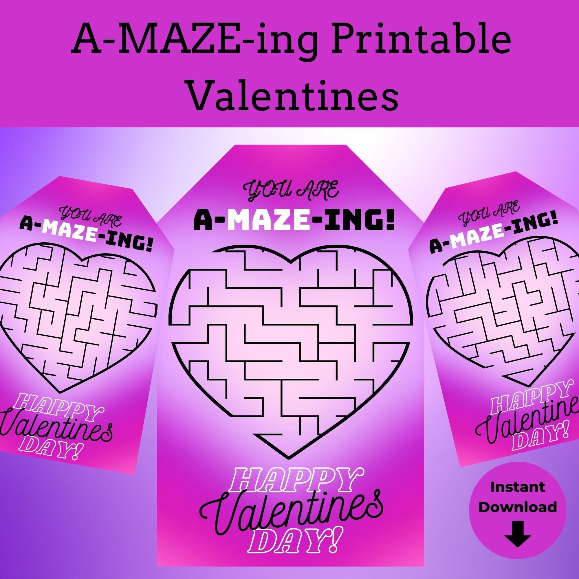 Printable Maze Valentine Cards Printable A-maze-ing Valentine Kids ...