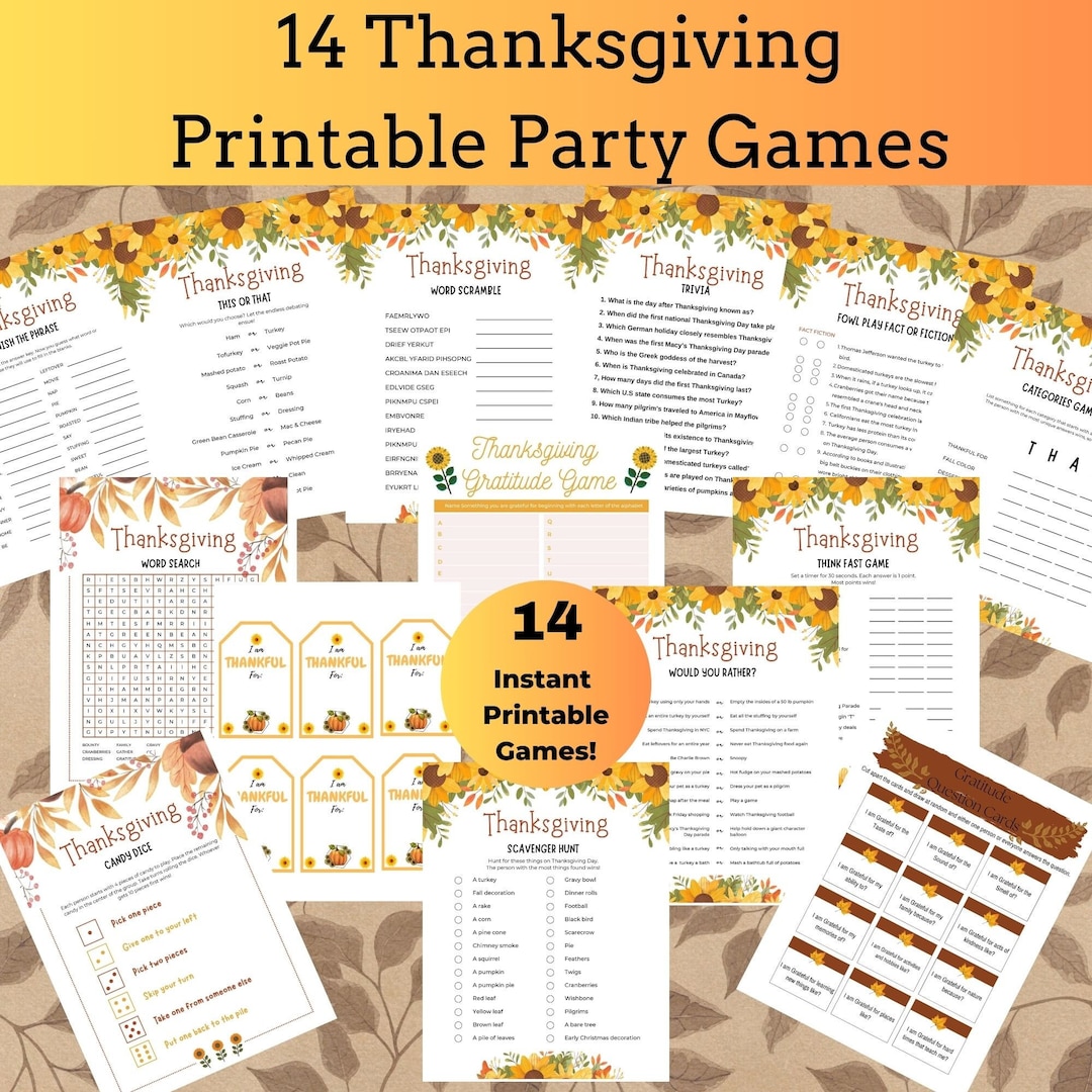 Thanksgiving Printable Party Games for Families | Thanksgiving ...