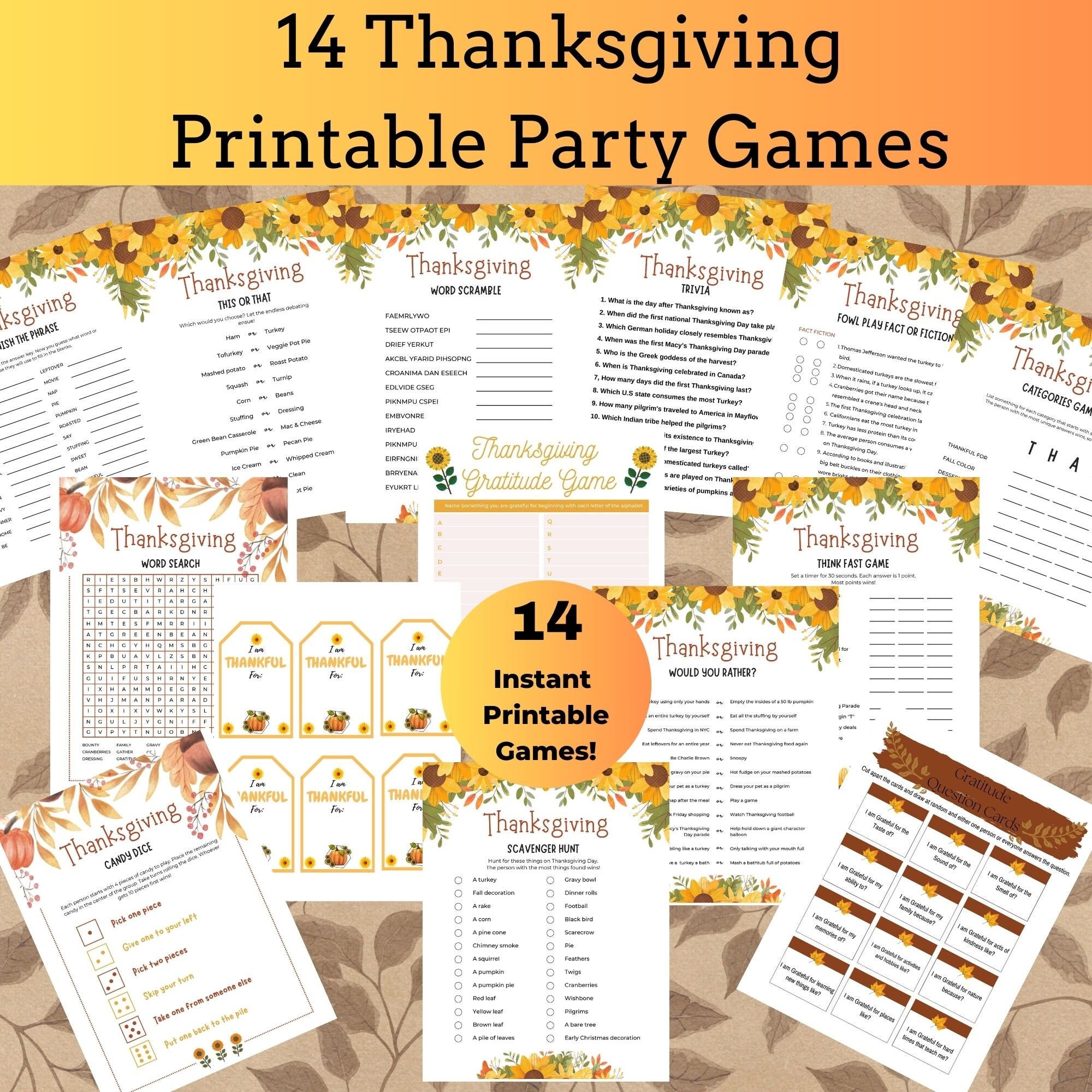 Thanksgiving Printable Party Games for Families | Thanksgiving ...