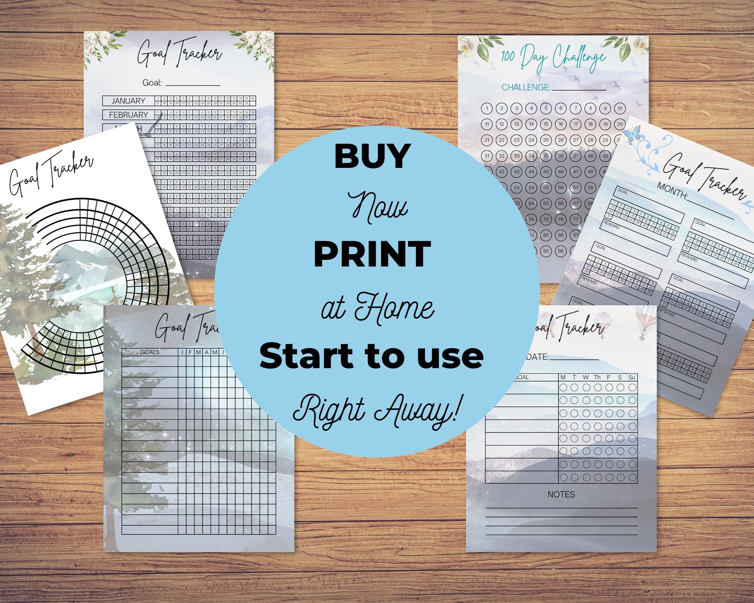 Mountain Goal/habit Tracker Bundle /printable Weekly, Monthly and ...