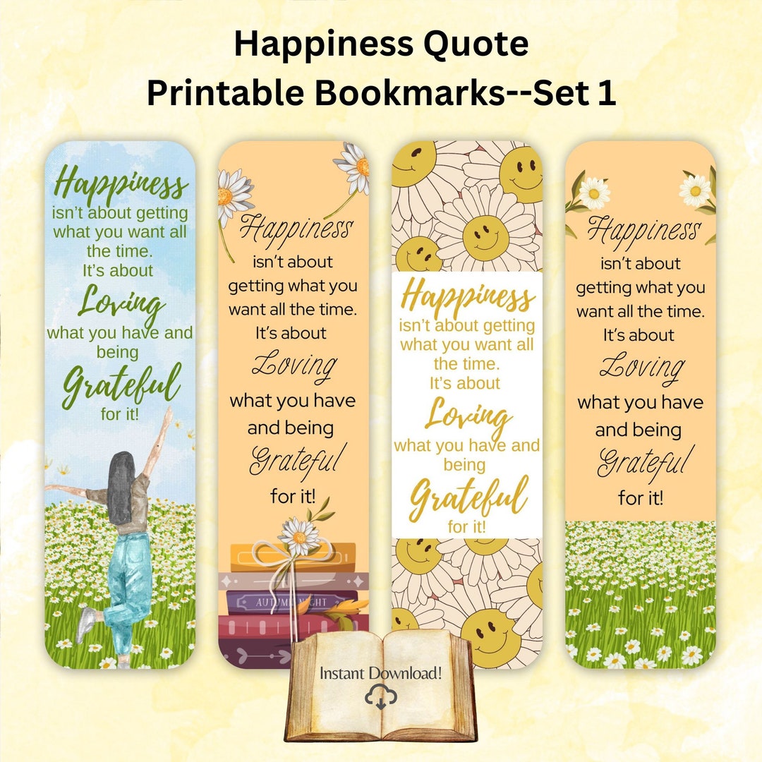 Happiness Quote Bookmark | Motivational Quote | Happy Print | Choose ...