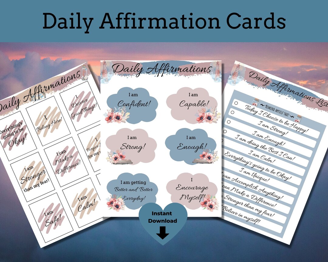 Printable Daily Affirmation Cards for Men, Women, Teens, and Kids for ...