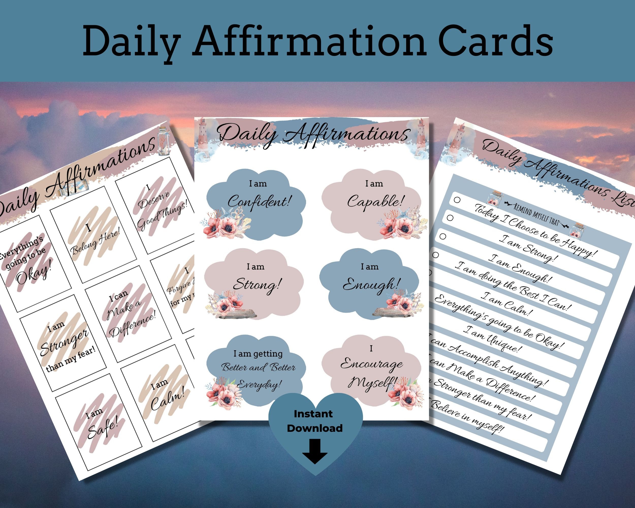 Printable Daily Affirmation Cards for Men, Women, Teens, and Kids for ...