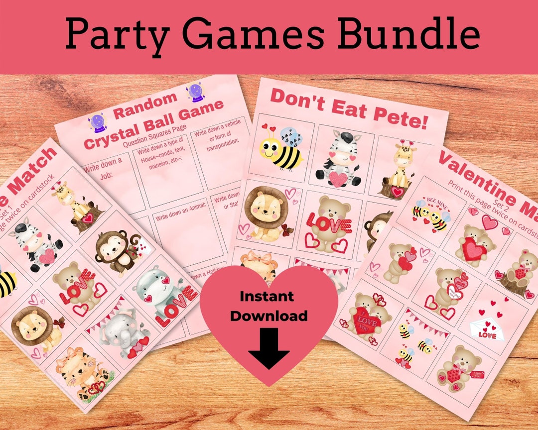 Valentine Printable Games Bundle/classroom Games/kid Party Games - Etsy