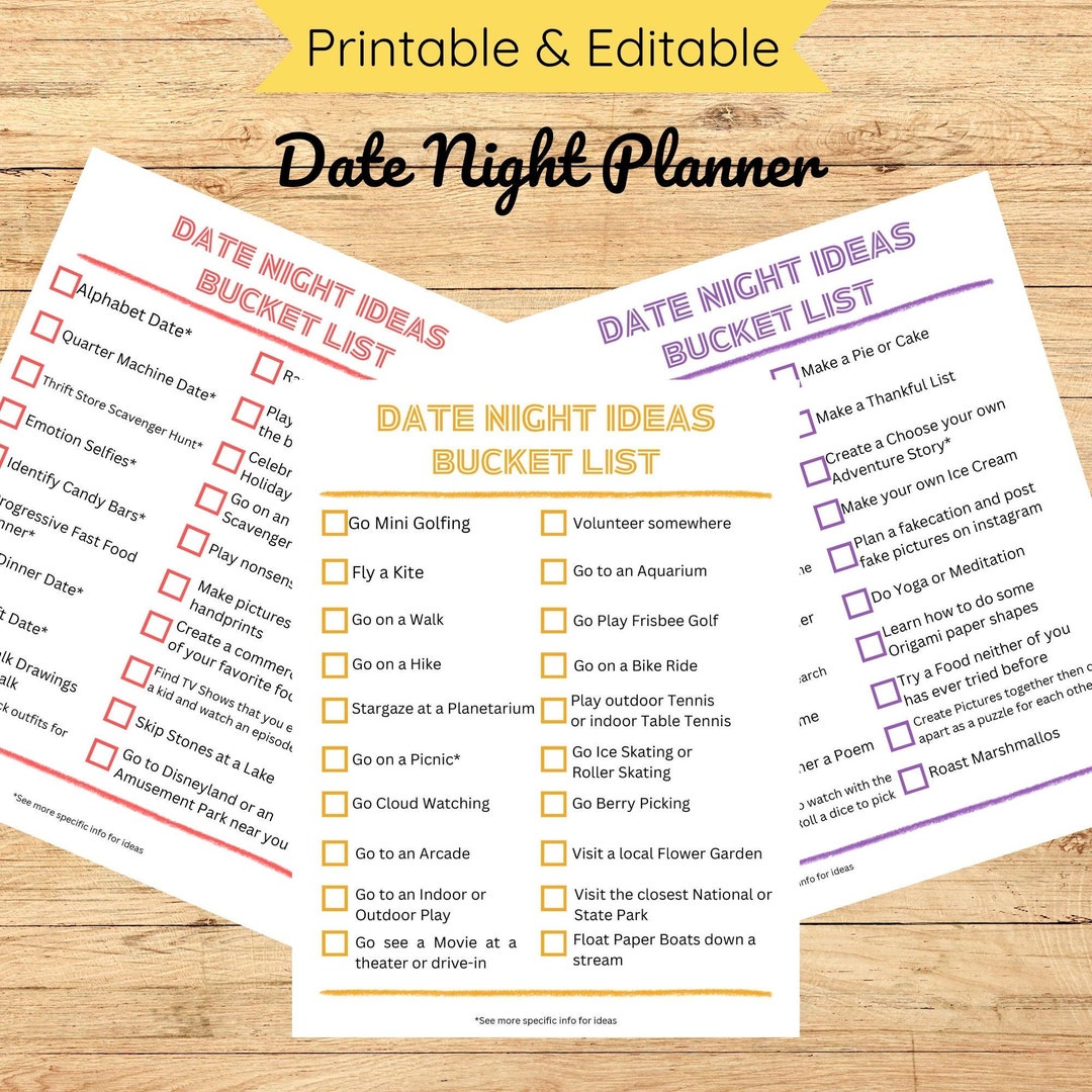 Date Night Idea Planner | Date Night Kit | Couple Games | Date Night ...