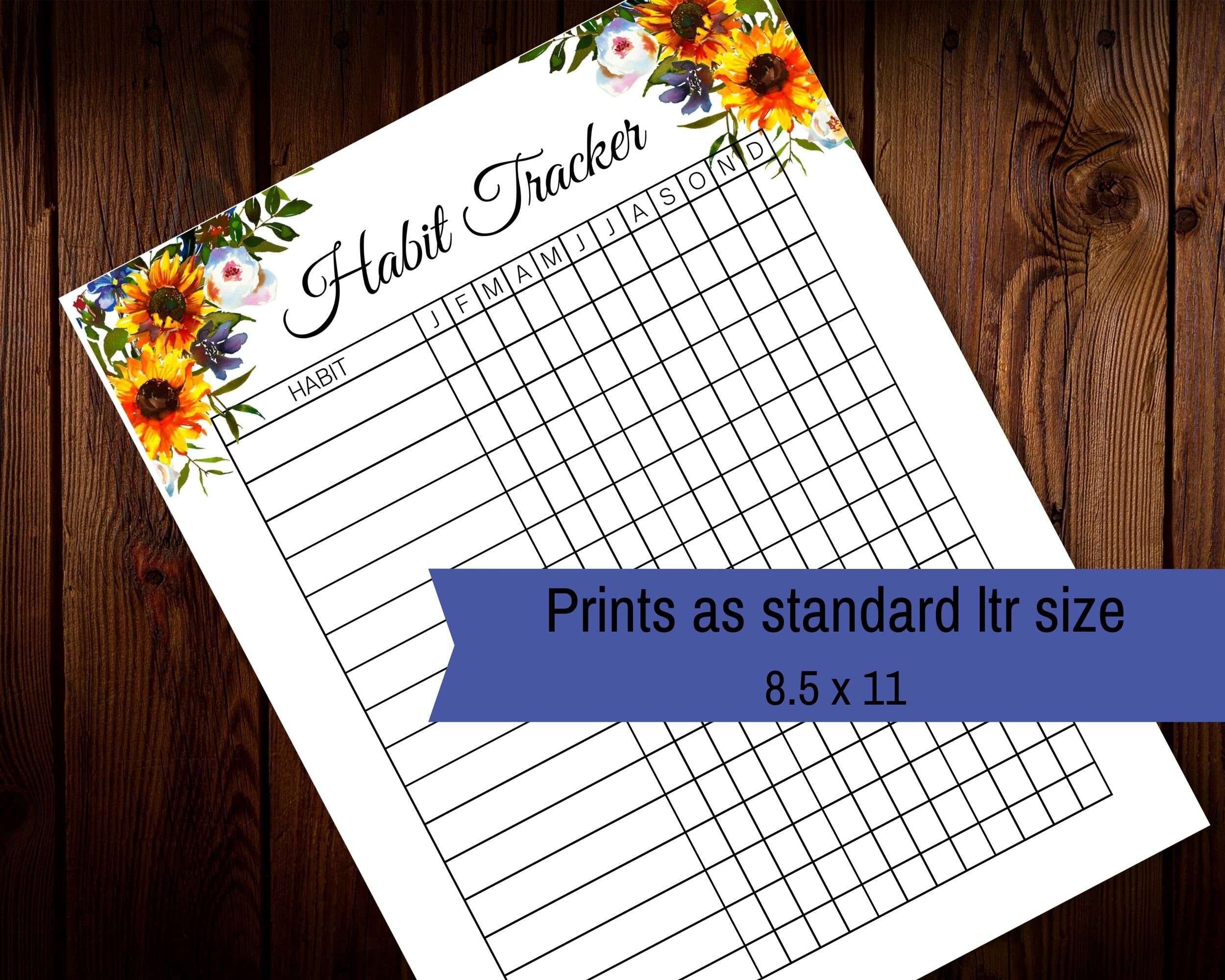 Sunflower Habit/goal Tracker Bundle - Etsy