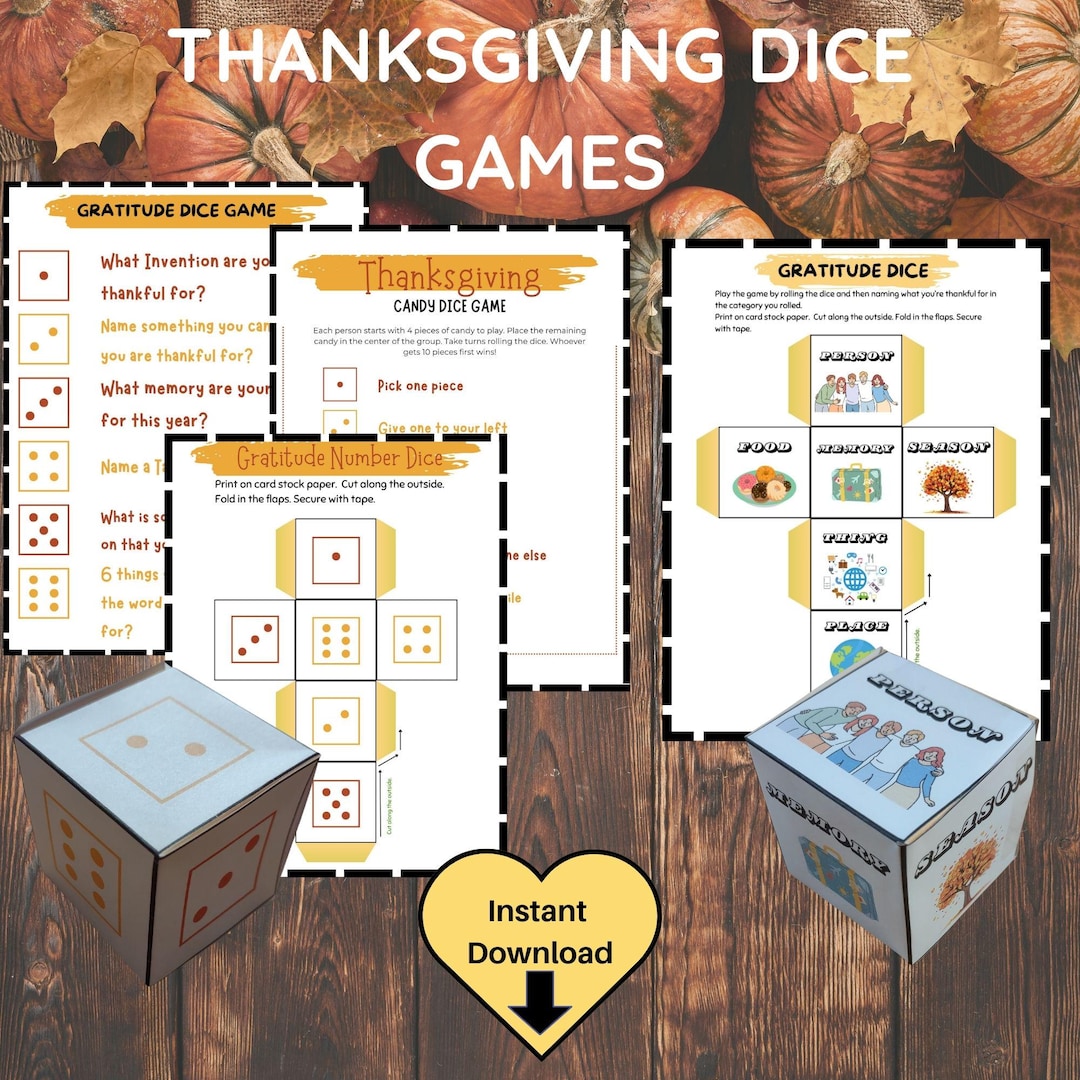 Thanksgiving Printable Dice Game – Fun Family Activity – Date Night ...
