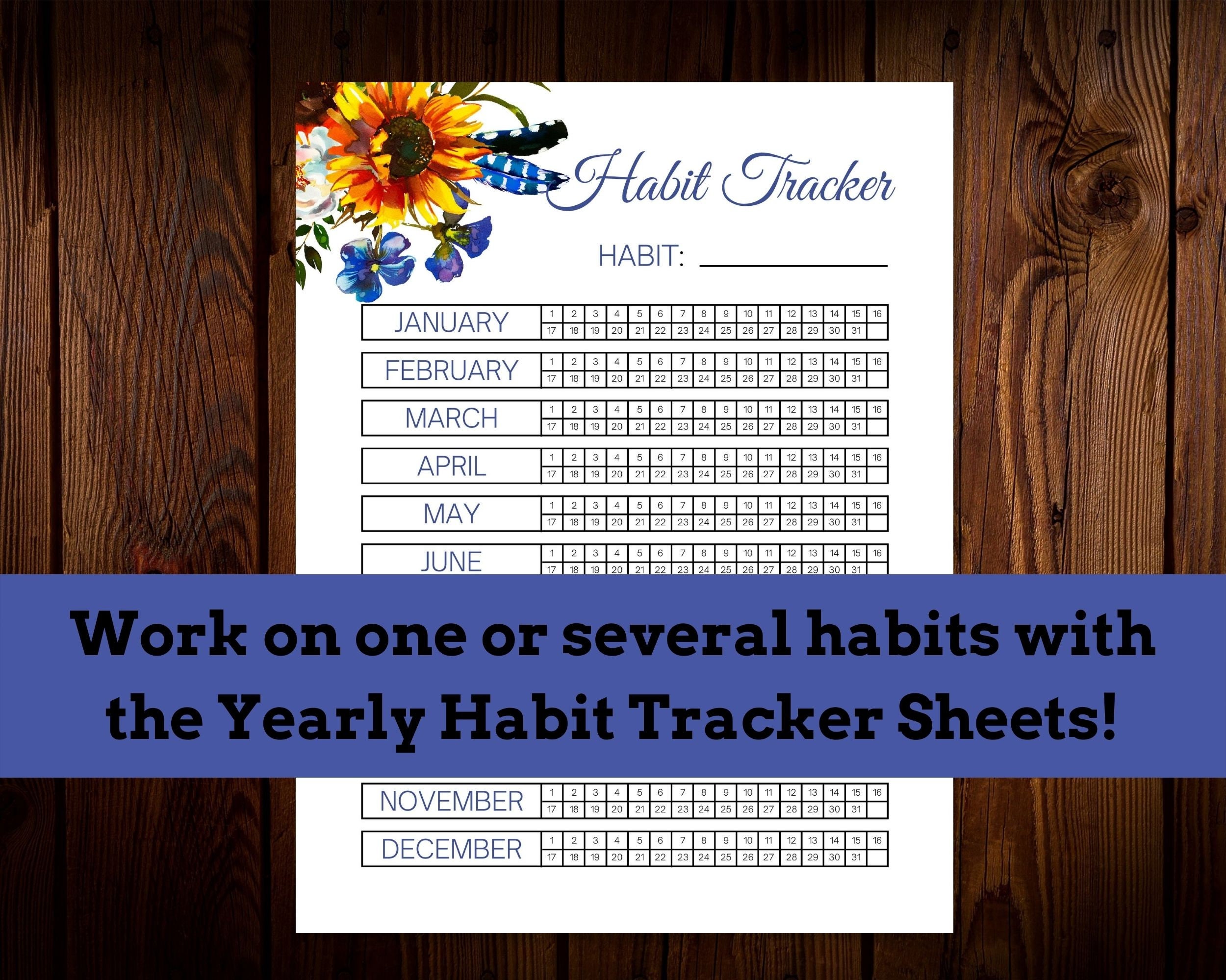 Sunflower Habit/goal Tracker Bundle - Etsy
