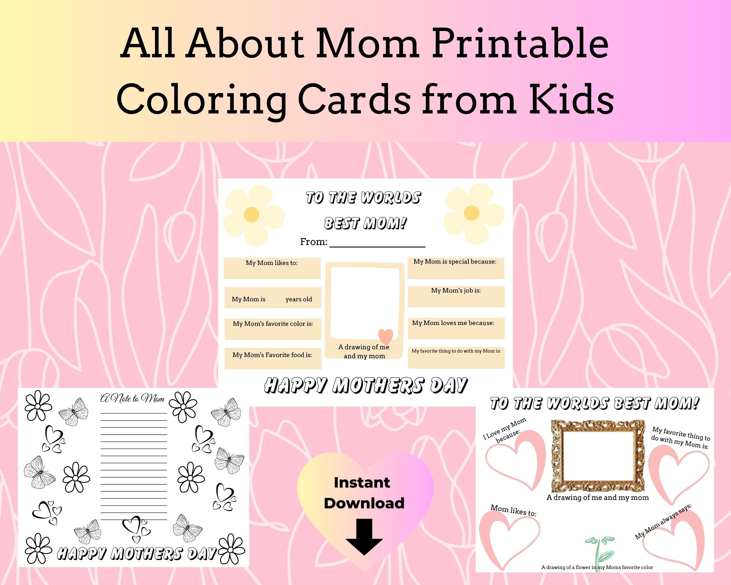 Printable Mothers Day Coloring Card From Kids Mothers Day Crafts From ...