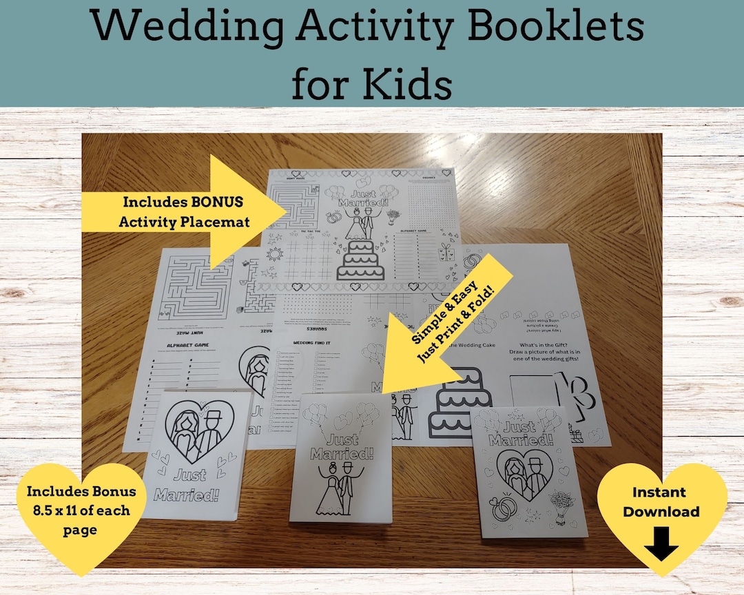 Wedding Kids Activity Book Printable Wedding Games for - Etsy