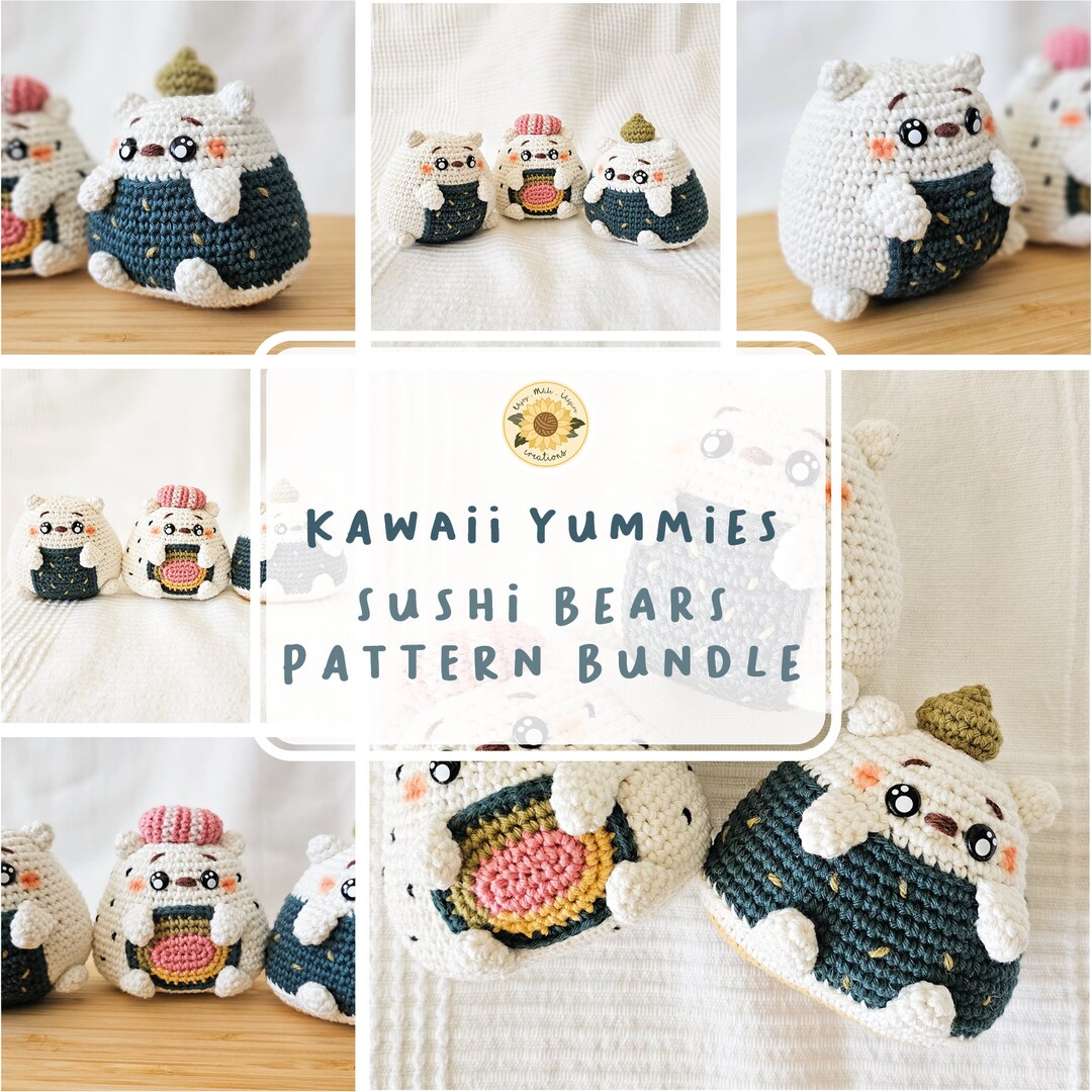 Kawaii Yummies: Sushi Bears Pattern Bundle [3 in 1 Pattern Bundle ...