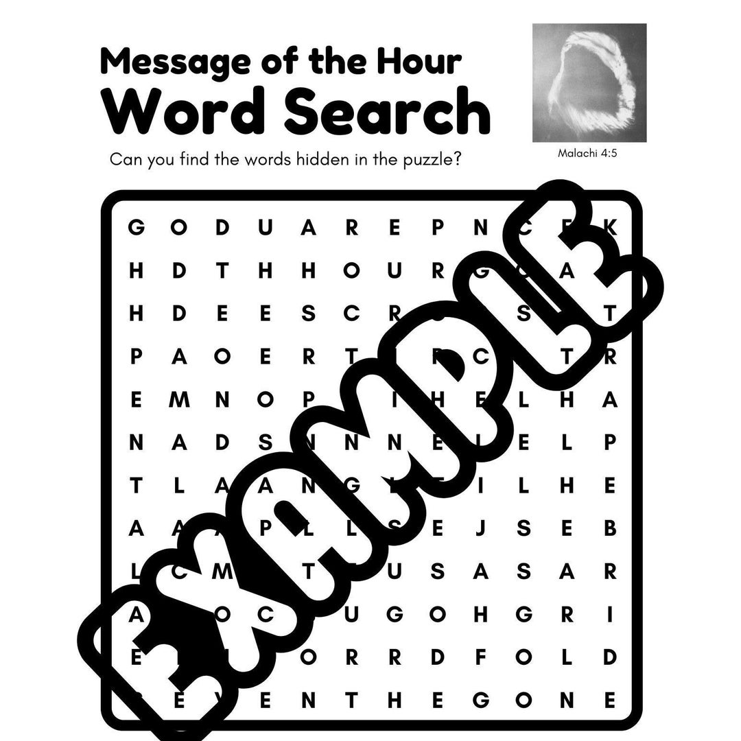 Message of the Hour Word Search Puzzle | Printable Kids Activity ...