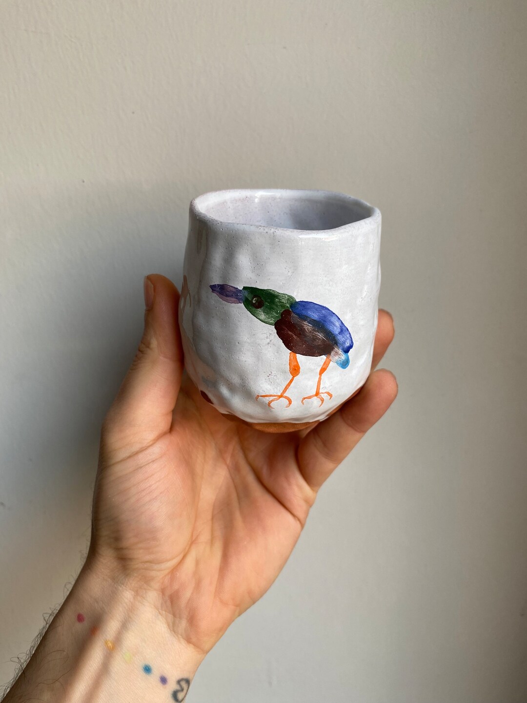 Ceramic Mug Crow, Pinch Pot Mug, Handleless Mug, Handmade Ceramic Cher ...
