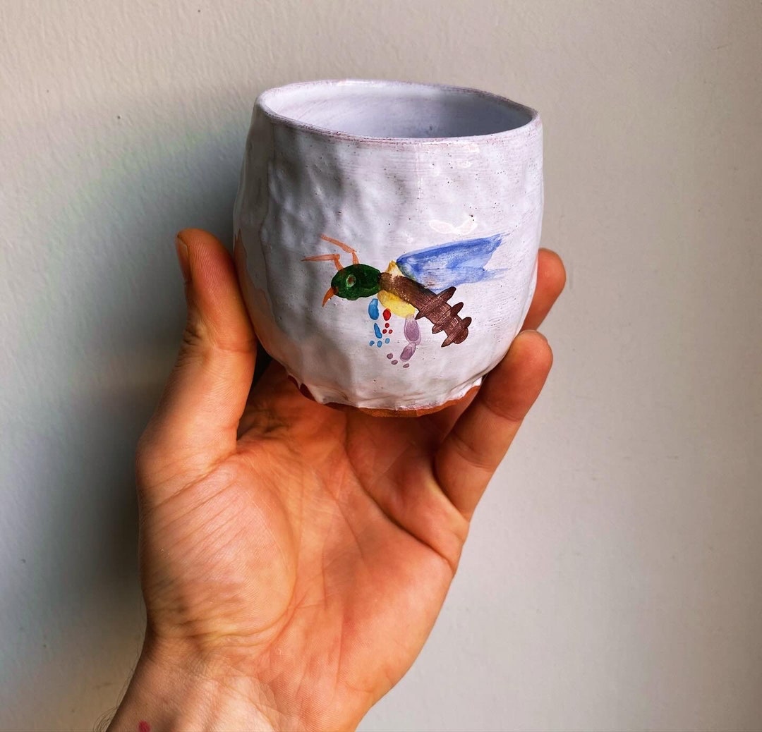 Ceramic Mug Bee, Pinch Pot Mug, Handleless Mug, Handmade Ceramic Cher ...