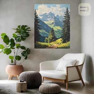 Paint by Numbers Vintage Alps | Swiss Alps Italy Landscape Paint by ...