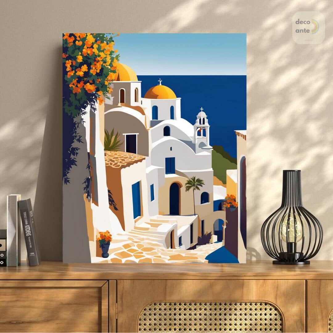 Paint by Numbers Santorini Greece | Ocean Sea City Landscape Paint by ...