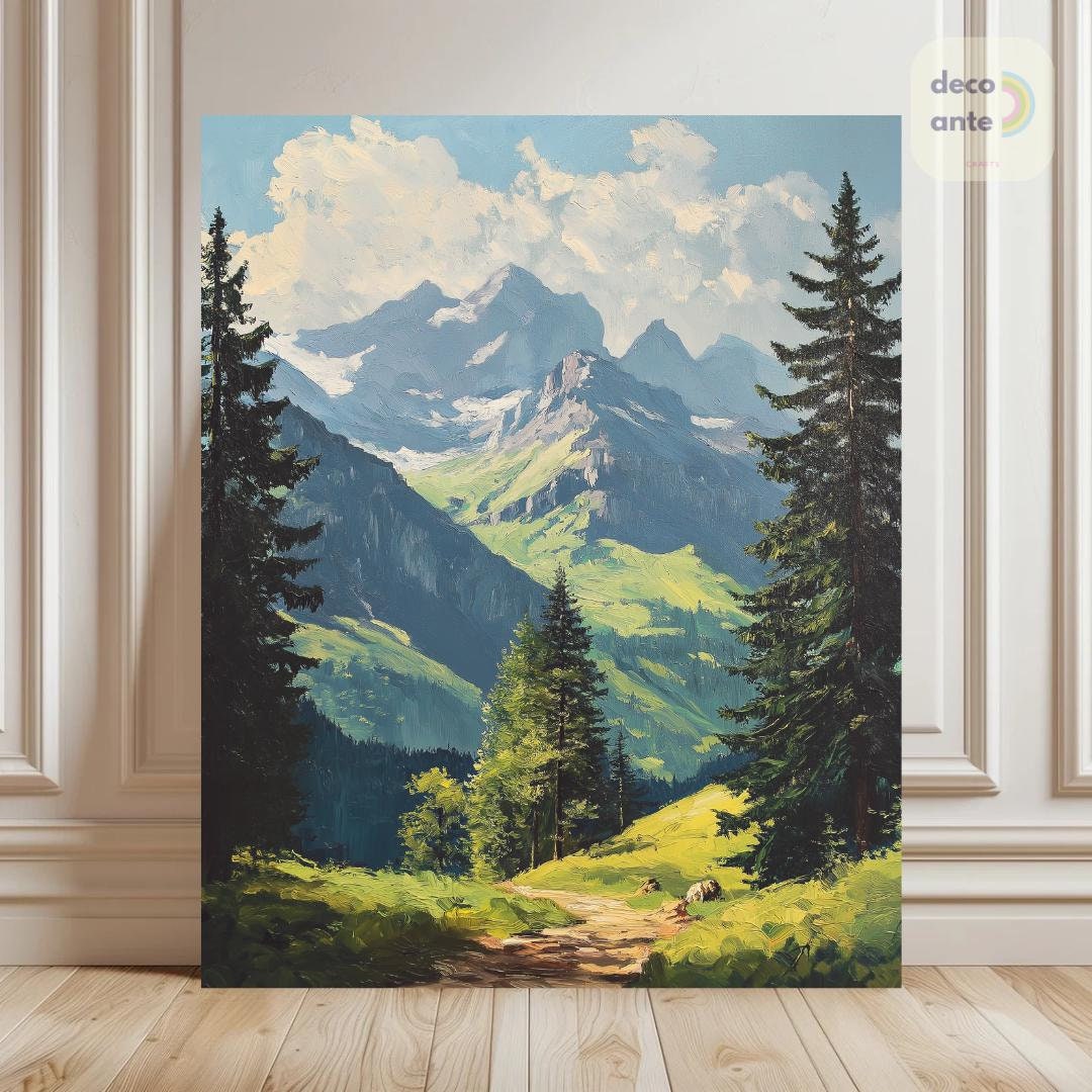 Paint by Numbers Vintage Alps | Swiss Alps Italy Landscape Paint by ...