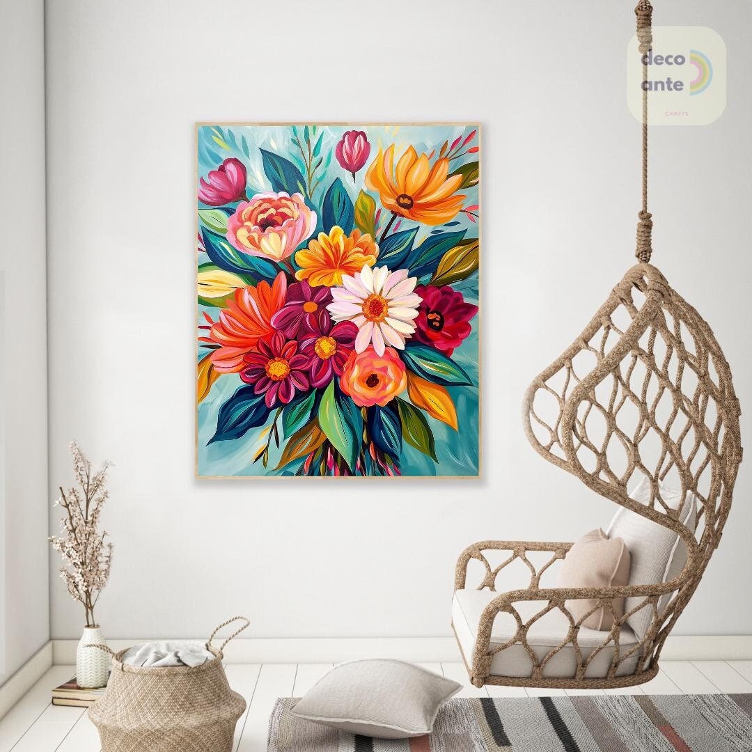 Paint by Numbers Colorful Flowers Bouquet | Botanical Spring Flowers ...