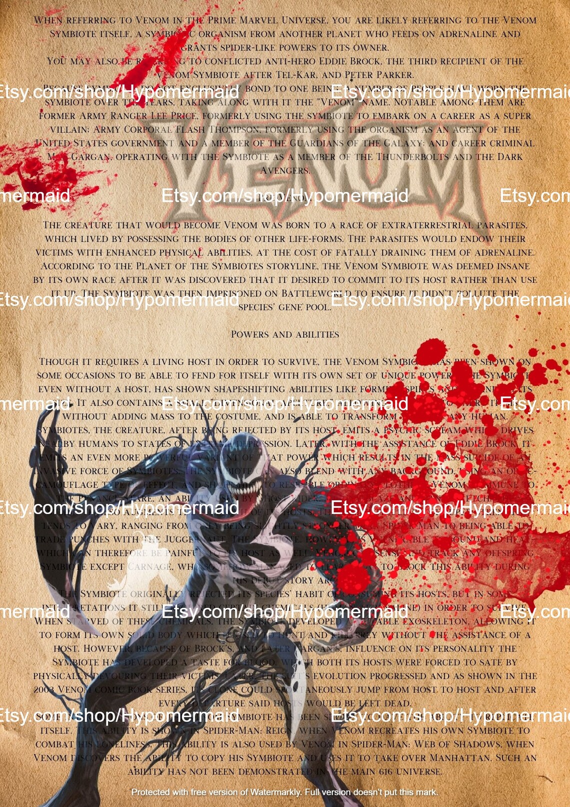 Venom Fan Art Poster | DIGITAL DOWNLOAD | Instant Print | Marvel Comics ...