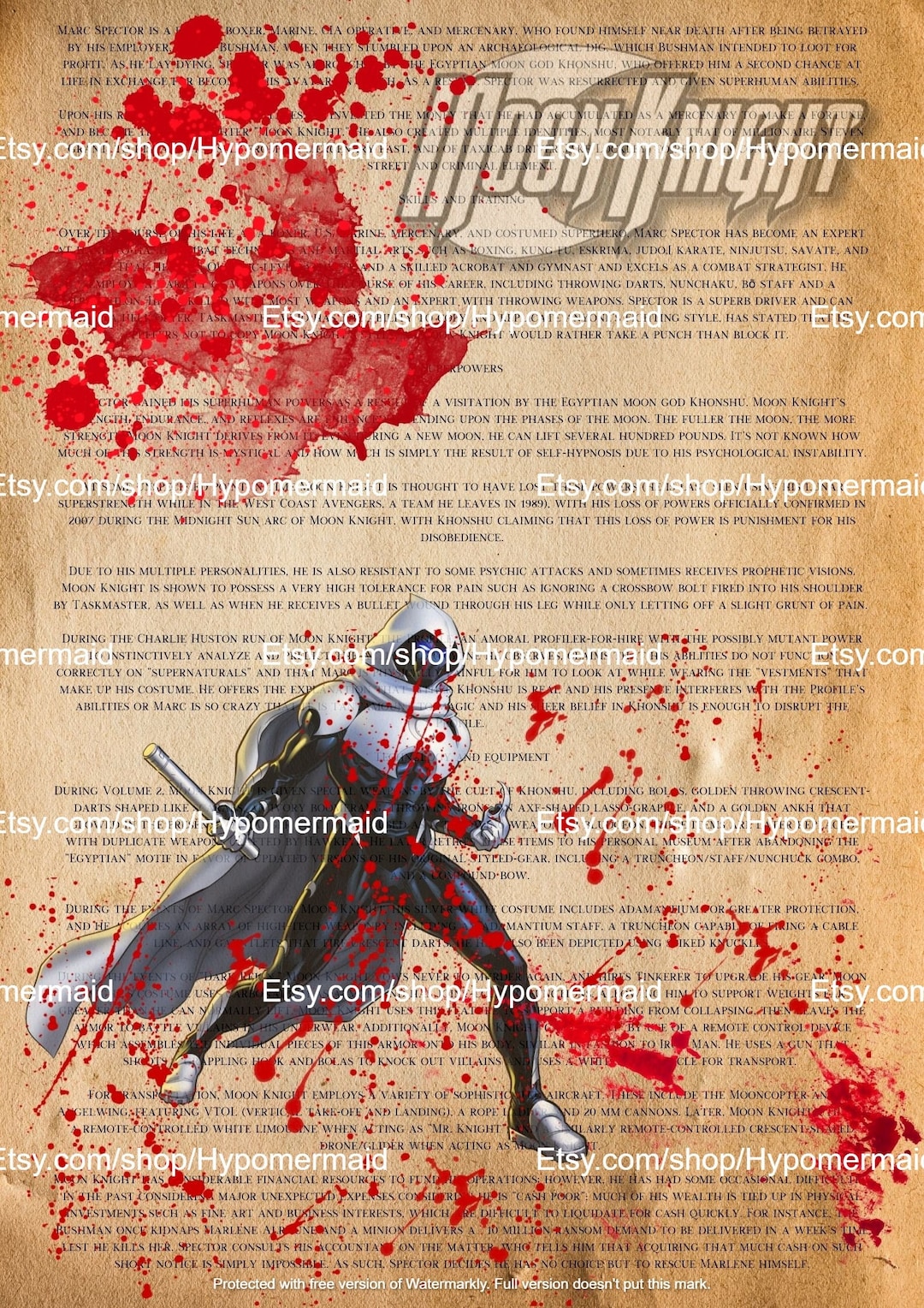 Moon Knight Fan Art Poster | DIGITAL DOWNLOAD | Instant Print | Marvel ...