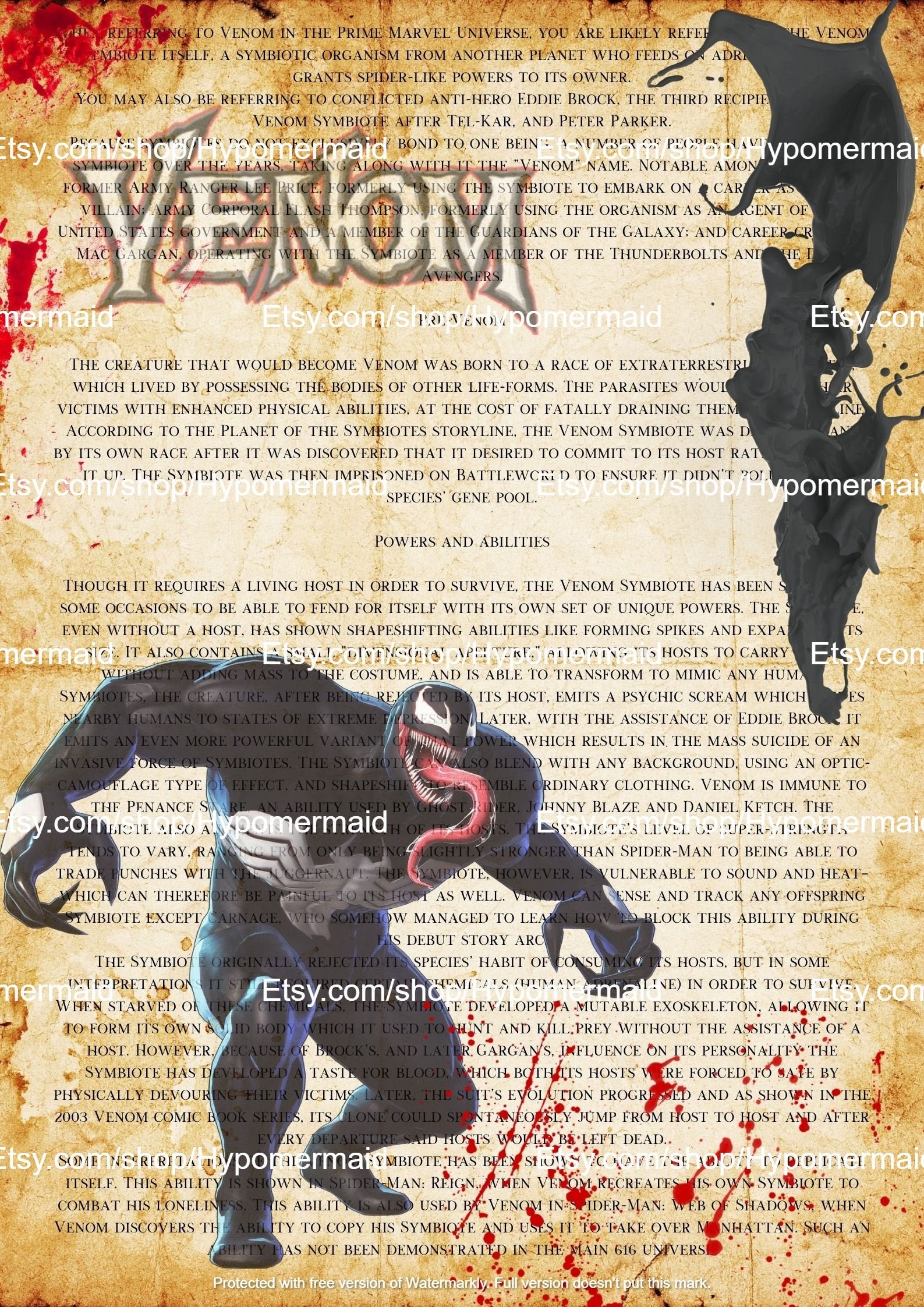 Venom Fan Art Poster | DIGITAL DOWNLOAD | Instant Print | Marvel Comics ...