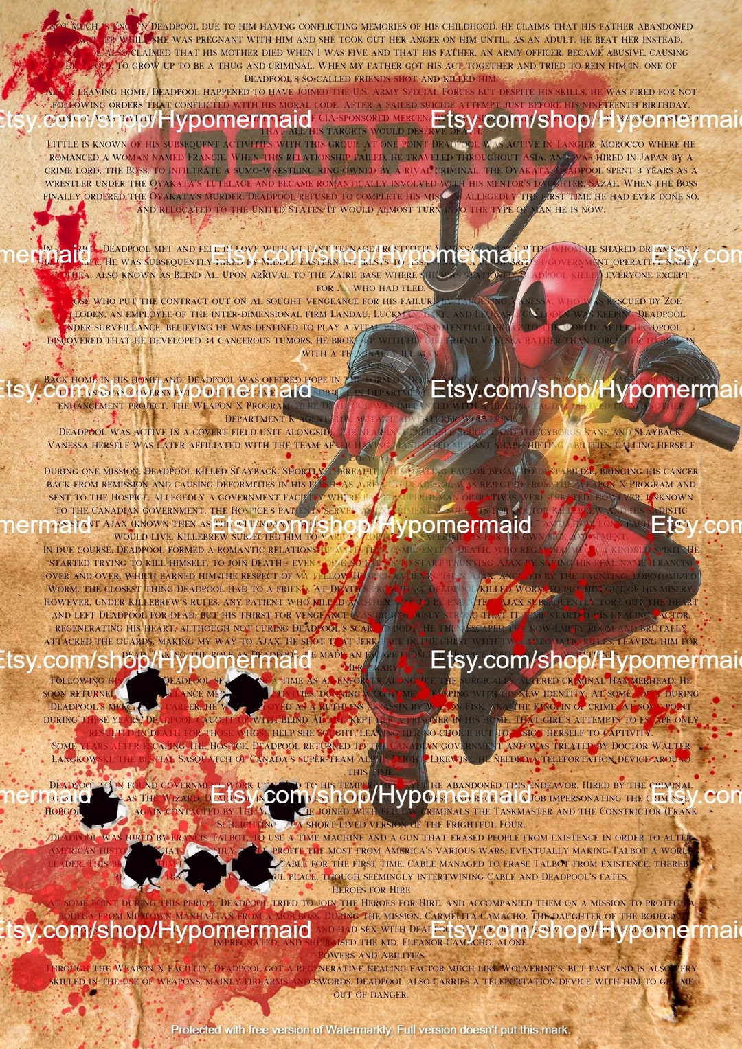 Cartel de fan art de Deadpool / DESCARGA DIGITAL / Impresión ...