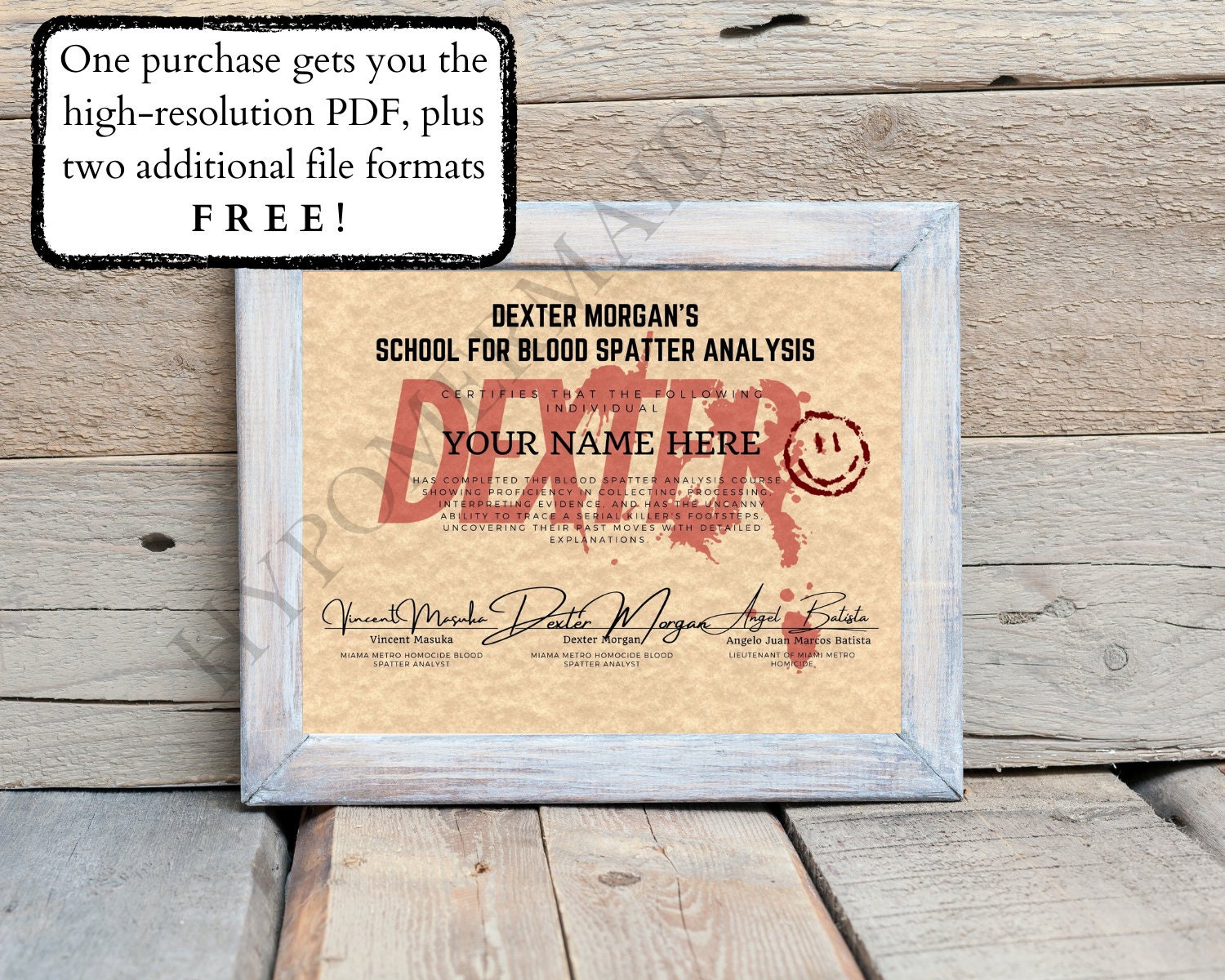 Dexter Spatter Analyst & New Blood Certificate Set of Four Gift Pack ...