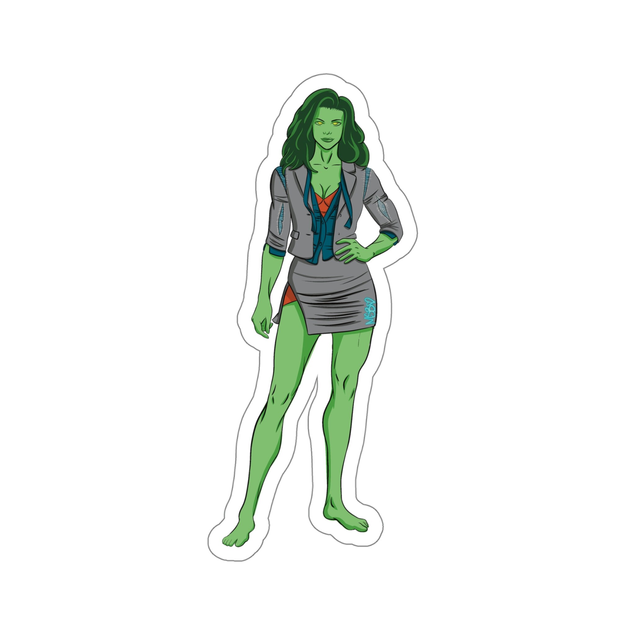She-hulk Kiss-cut Sticker Designed by Mia in Procreate - Etsy