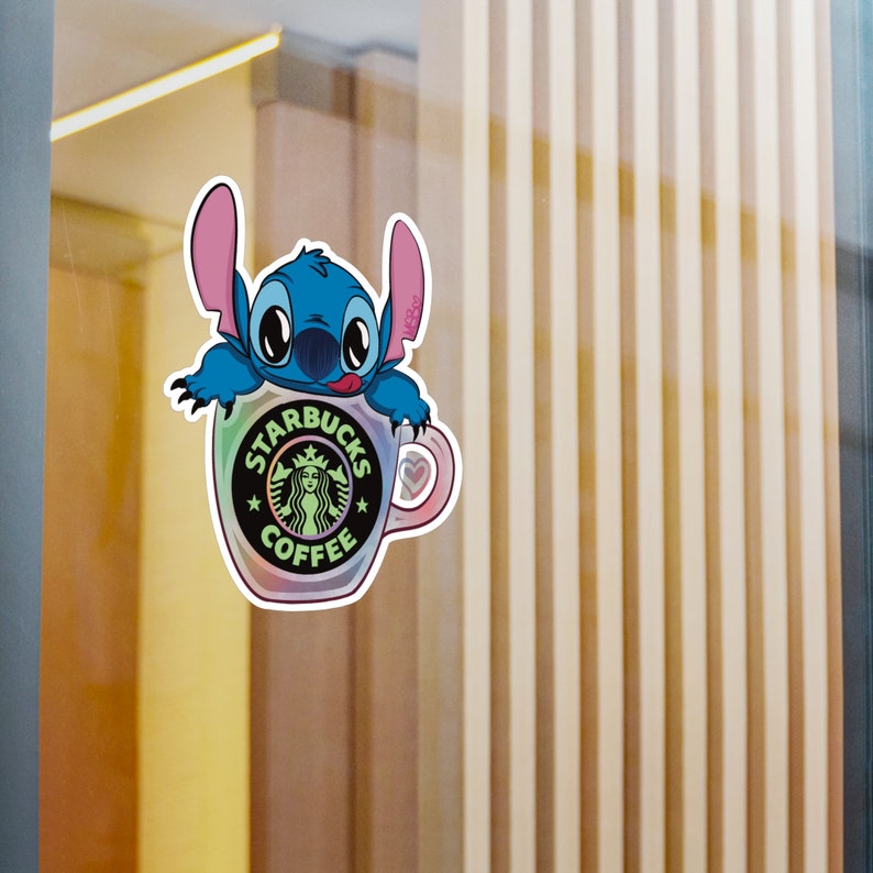 Stitch in Coffee Cup Vinyl Kiss-cut Stickers | Lilo and Stitch Coffee ...