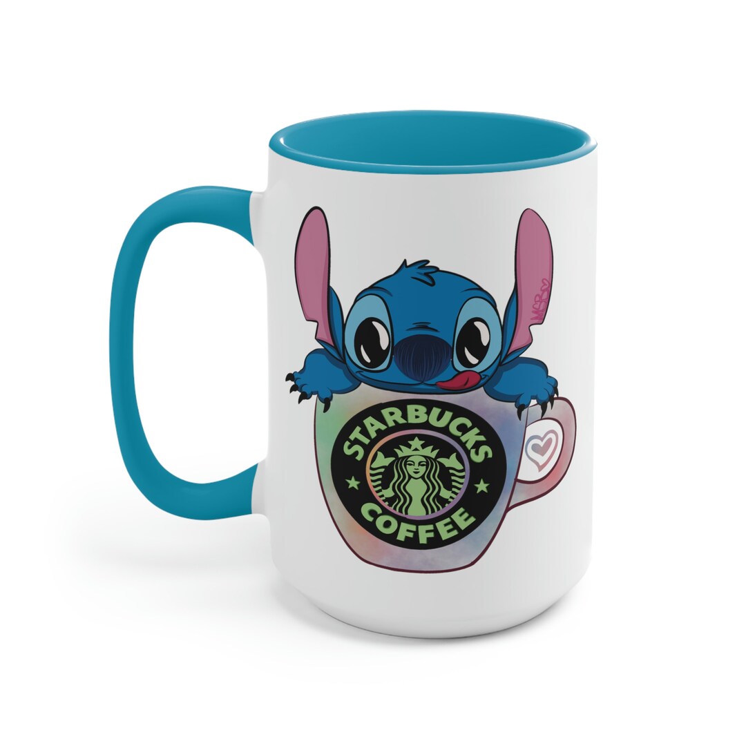 Lilo and Stitch Starbucks Two Tone Mug: Hand Drawn Ceramic Coffee Cup Coffee Mug 15oz | Cute ...