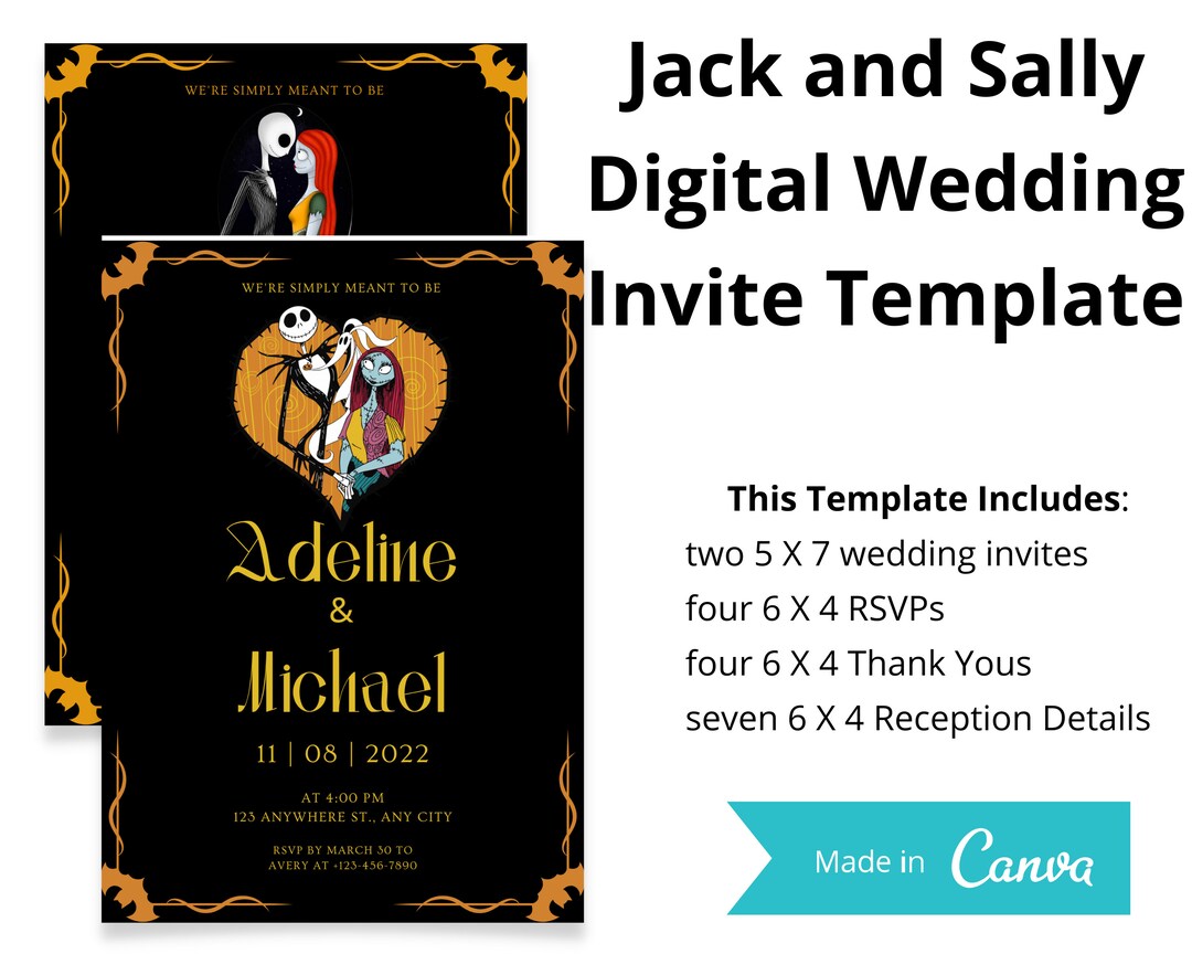 Tim Burton Inspired Wedding Invitation Template Printable | Gothic ...