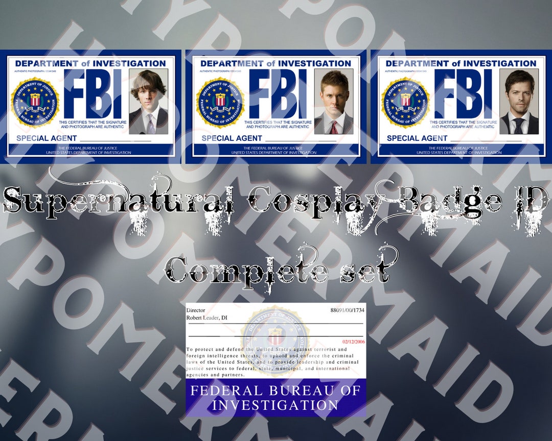 Supernatural Cosplay Fake ID Badge Printable Set | Sam and Dean ...