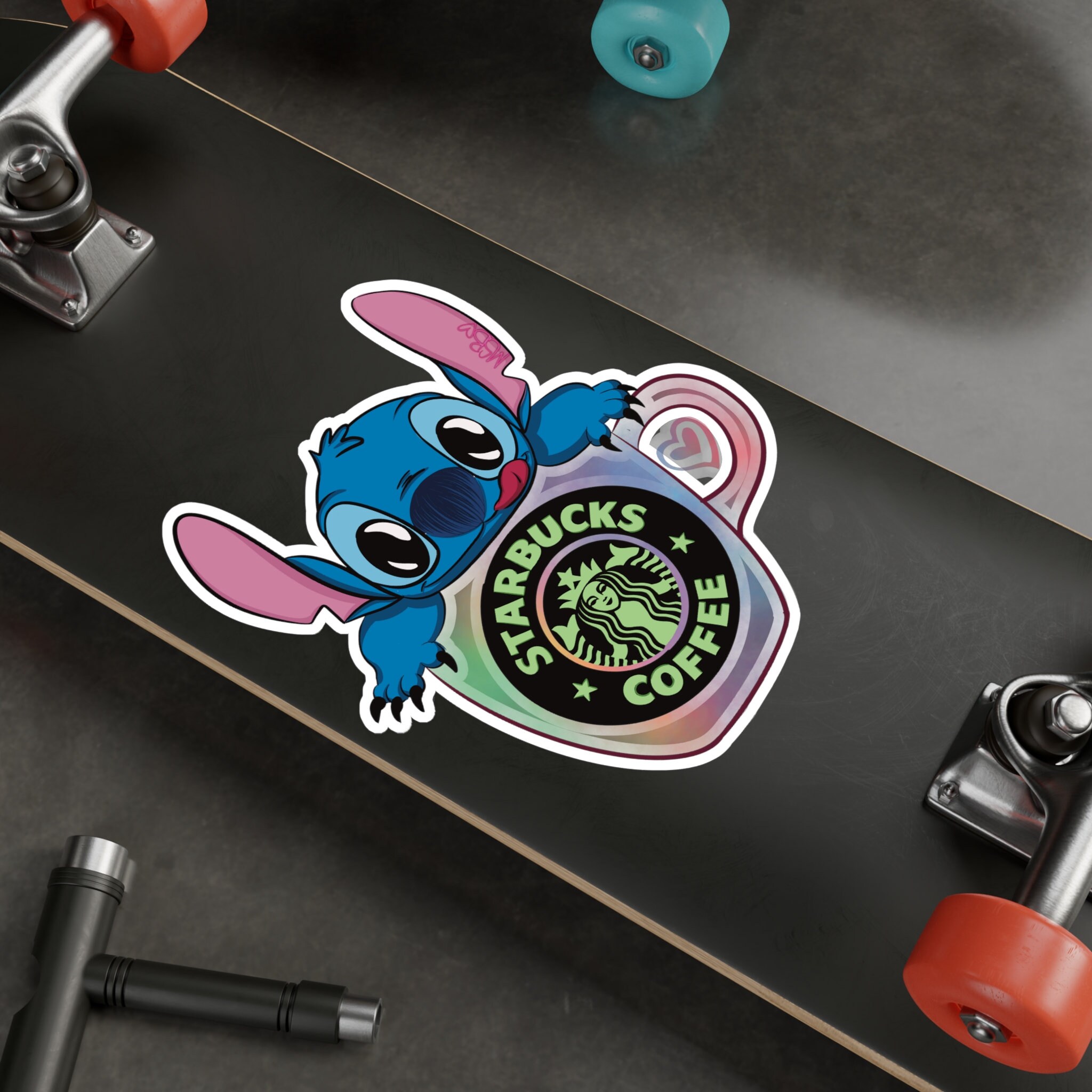 Stitch in Coffee Cup Vinyl Kiss-cut Stickers | Lilo and Stitch Coffee ...