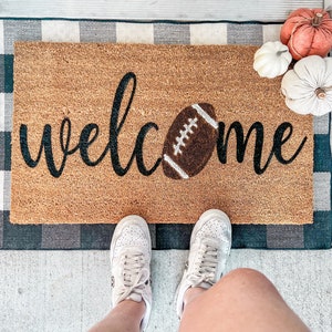 Welcome Football Doormat Fall Porch Decor Seasonal Decor - Etsy