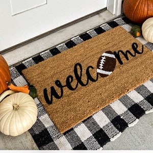 Welcome Football Doormat Fall Porch Decor Seasonal Decor - Etsy