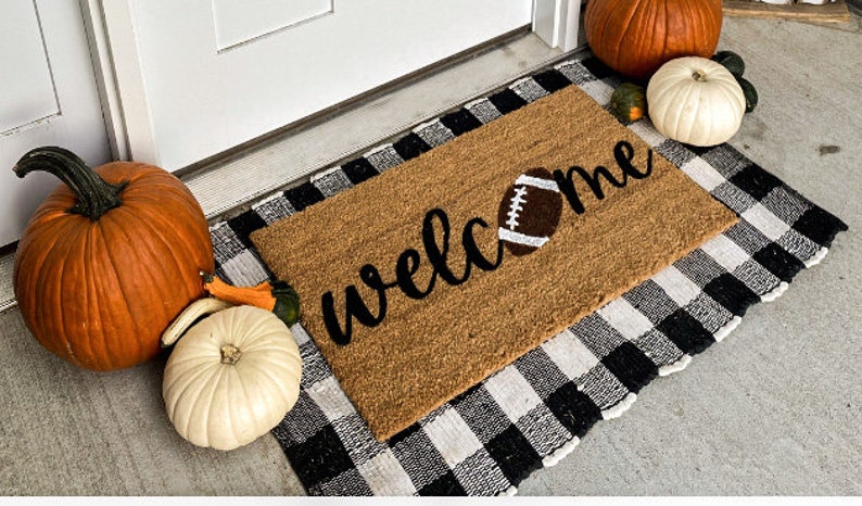 Welcome Football Doormat Fall Porch Decor Seasonal Decor - Etsy