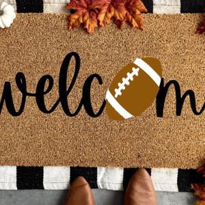 Welcome Football Doormat Fall Porch Decor Seasonal Decor | Etsy