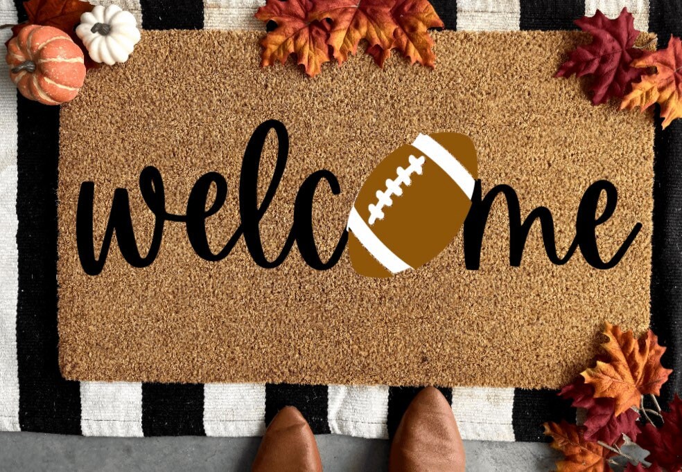 Welcome Football Doormat Fall Porch Decor Seasonal Decor | Etsy