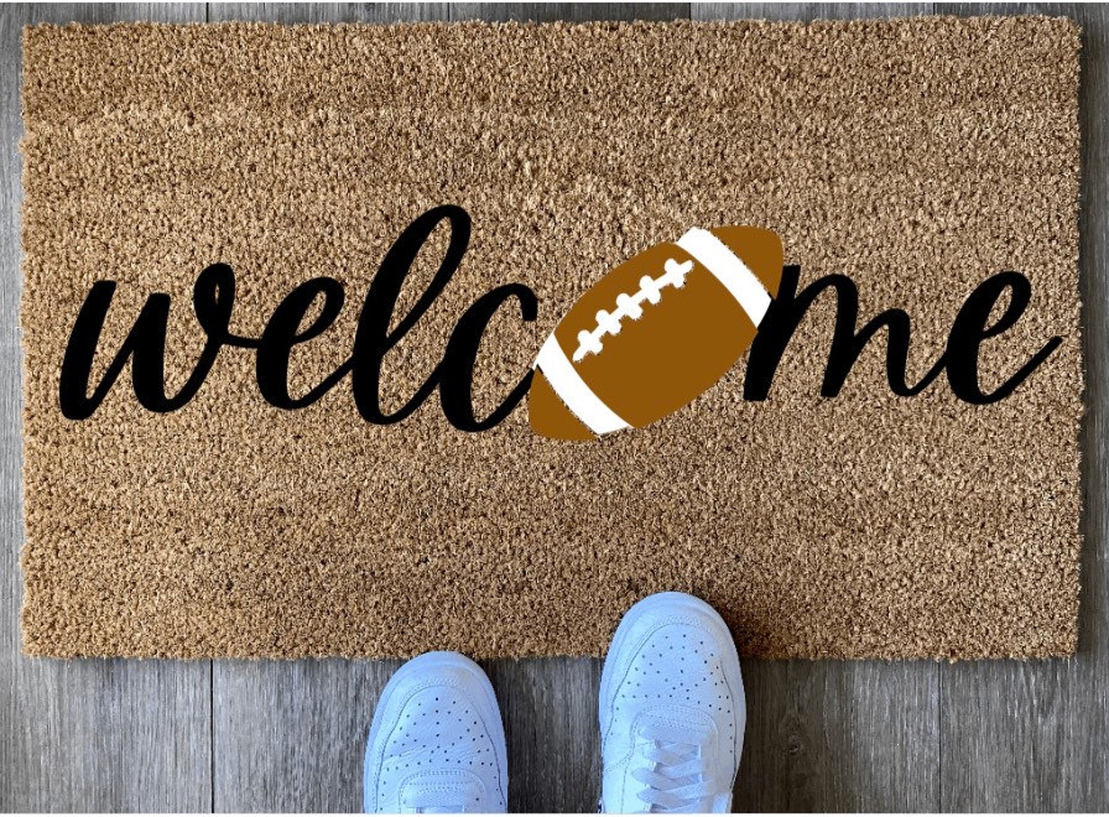 Welcome Football Doormat Fall Porch Decor Seasonal Decor | Etsy