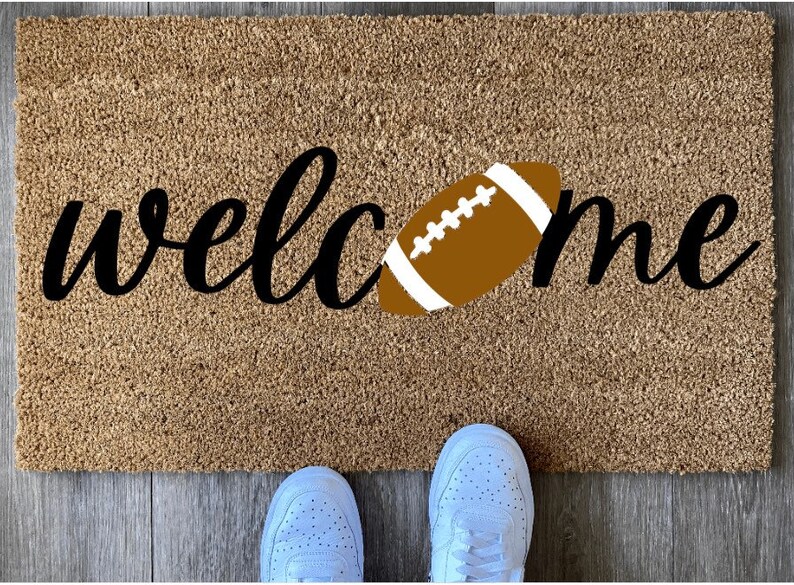 Welcome Football Doormat Fall Porch Decor Seasonal Decor | Etsy