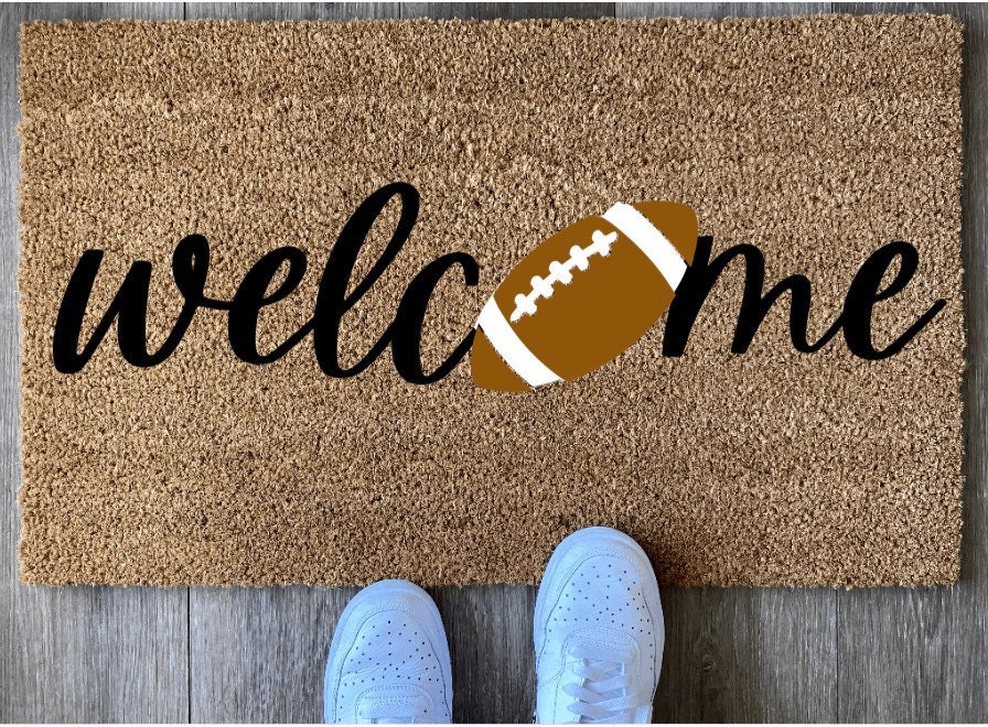Welcome Football Doormat Fall Porch Decor Seasonal Decor | Etsy